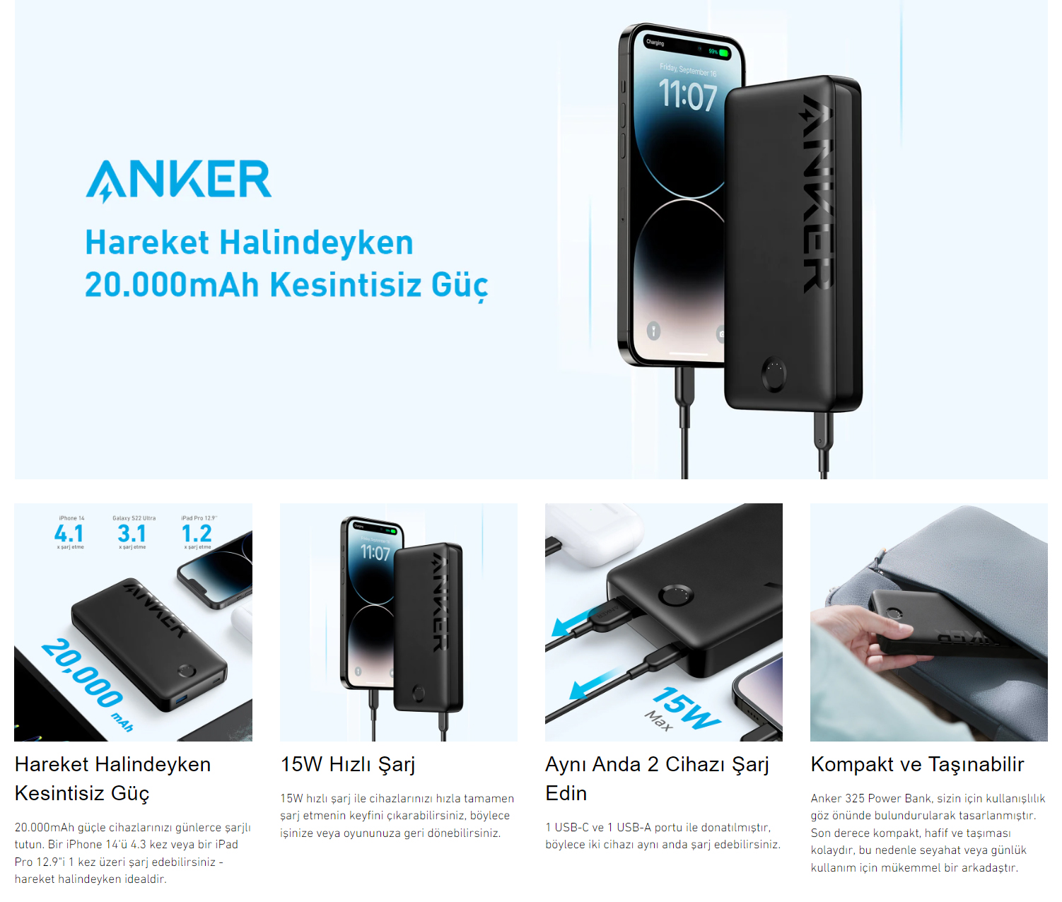 Anker 325 Power Bank (POWERCORE 20K II) - A1286 Fiyatı, Yorumları ...