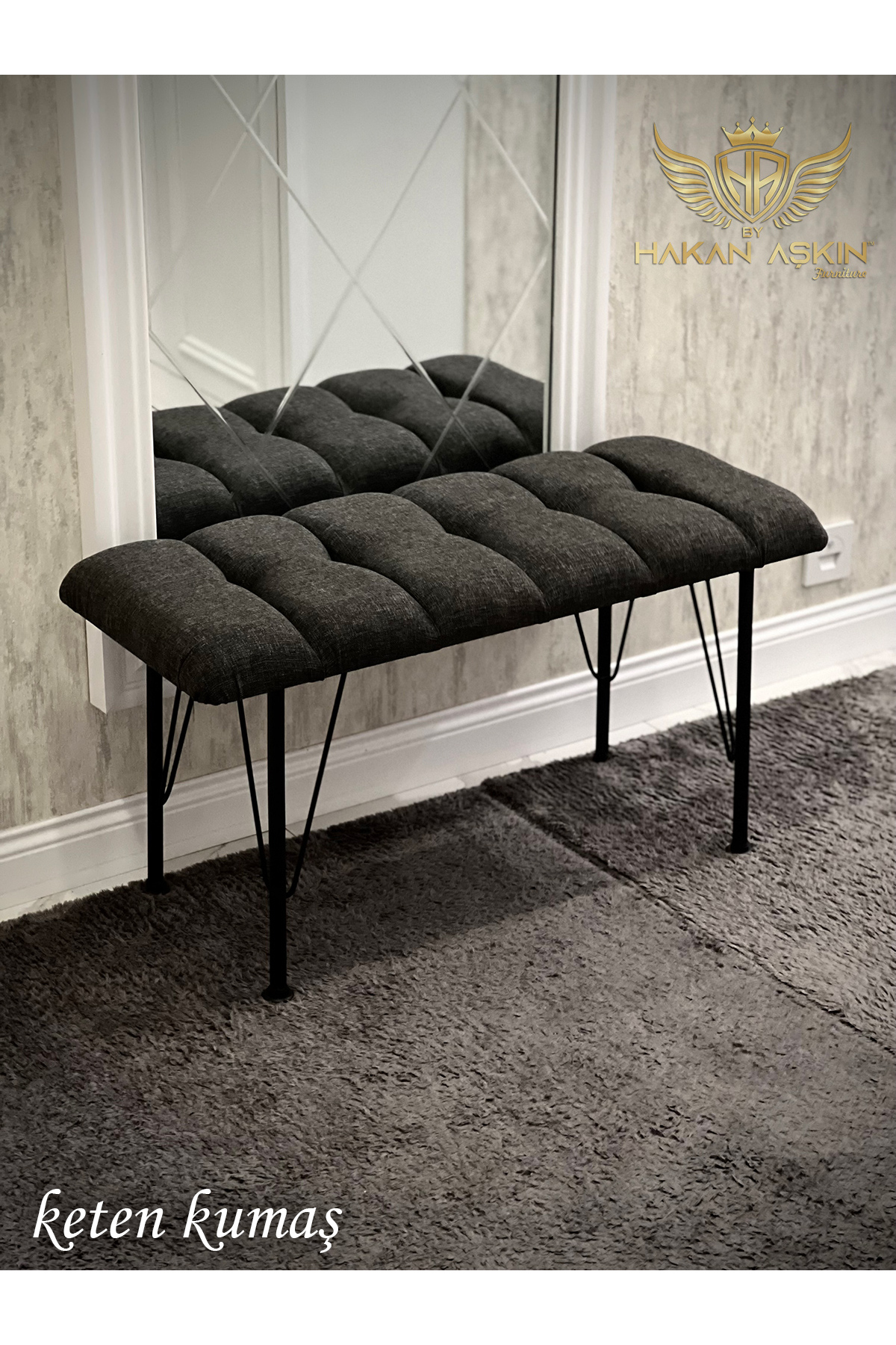 BY HAKAN AŞKIN Metal 4 Ayaklı 90 Cm Eco Keten Antrasit Puf & Bench Tekli 2024 Fiyatı, Yorumları ...