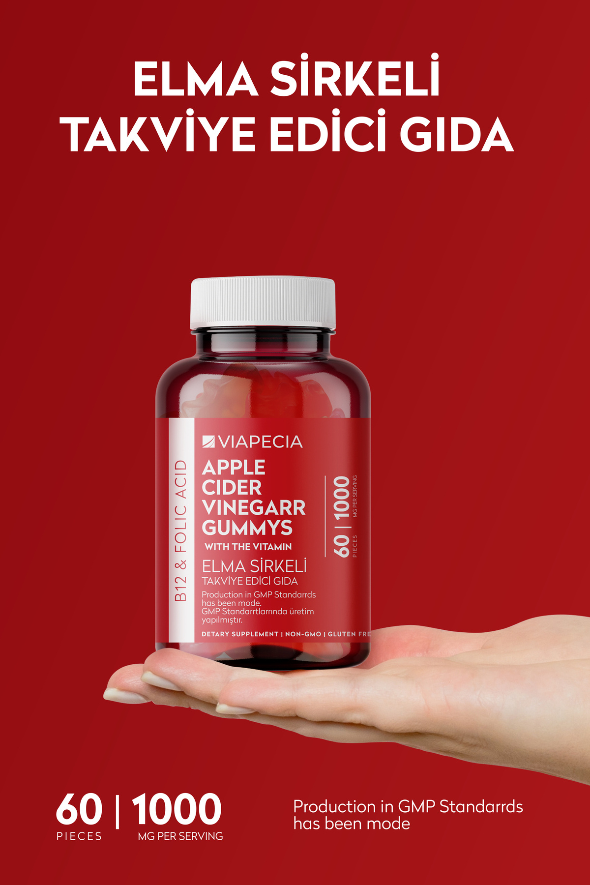 Viapecia Elma Sirkeli B12 & Folik Asit Gummy 60 Adet Jelatinsiz ...