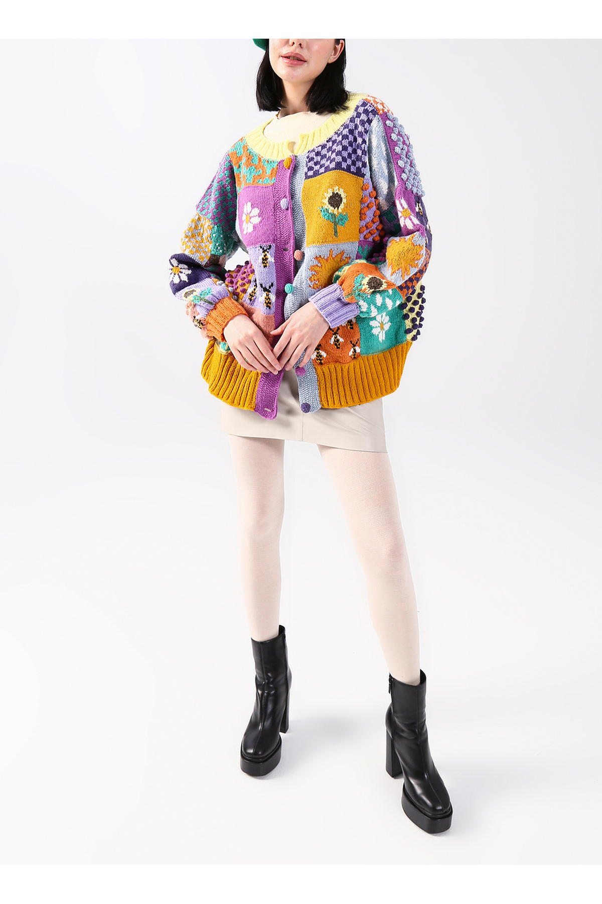 Flux Design Factory El Örgüsü Yün Patchwork Oversize Renkli Tasarım ...