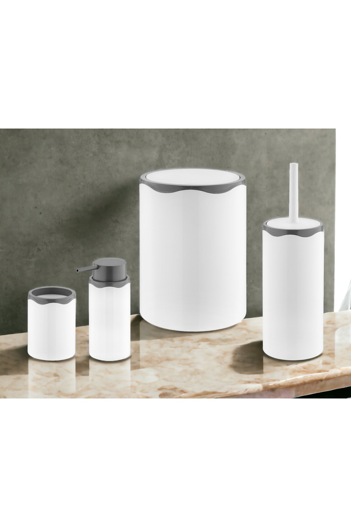 Comprox Banyo Seti Beyaz Gri,Akrilik Banyo Seti,Banyo Seti Çöp kovası ...