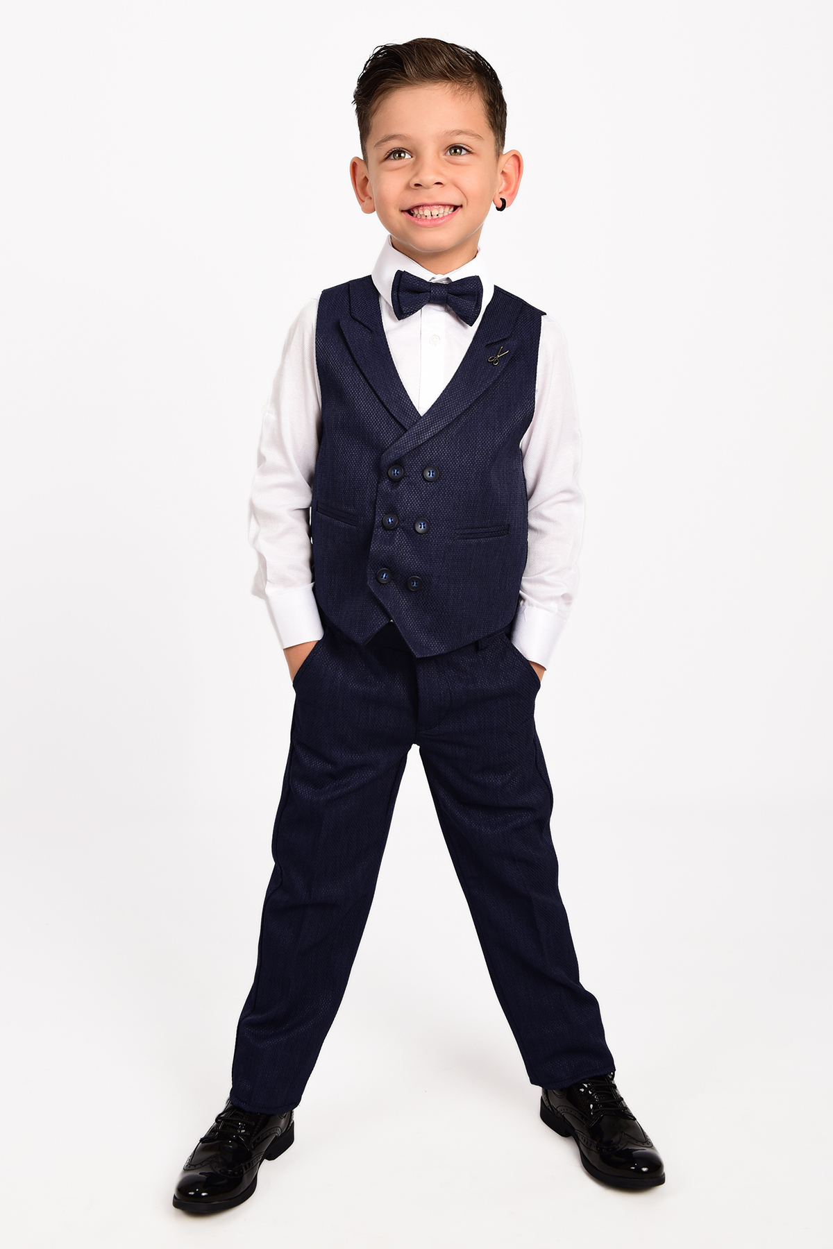 Merdia Kids Erkek Çocuk Takım Elbise 6 Düğmeli Şal Yaka Yelekli ...