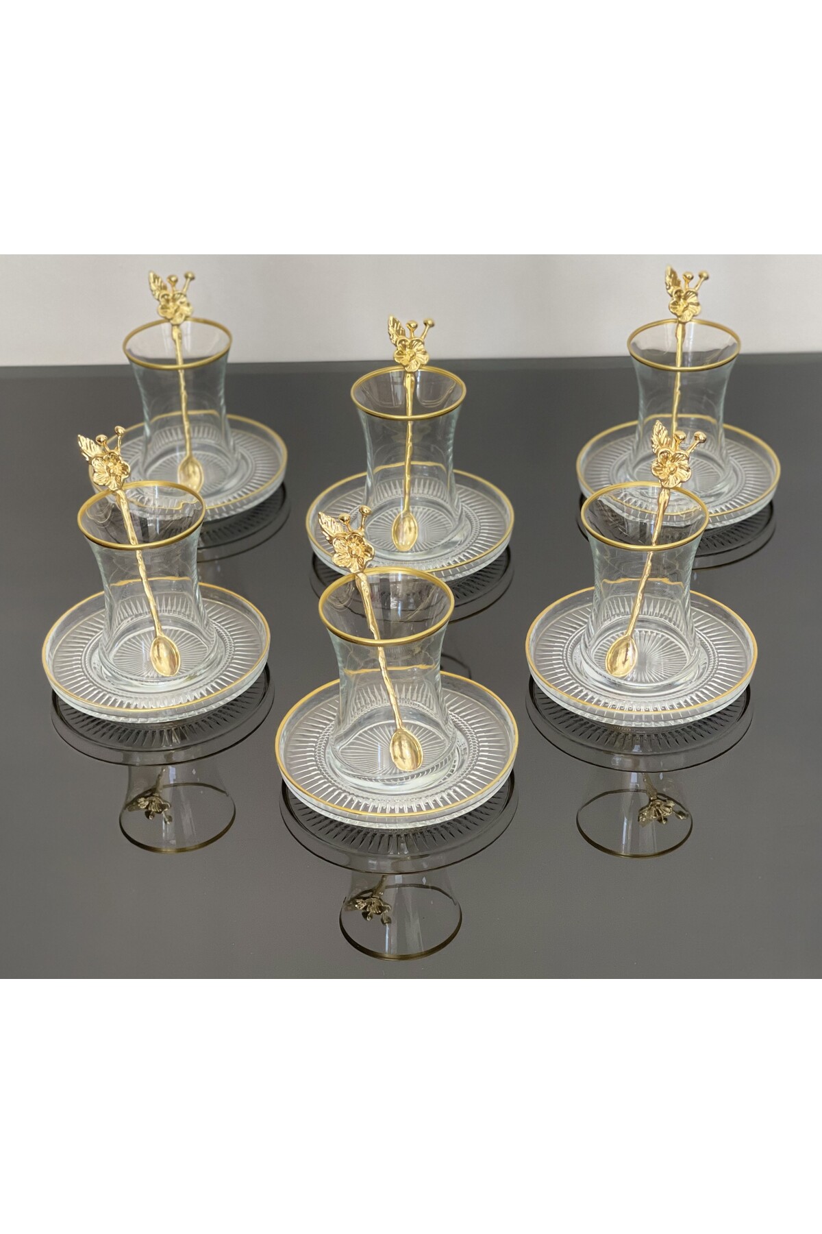 atabey home Çay Set 18 Parça 6 Kişilik Japon Gülü Çay Kaşıklı Lav ...