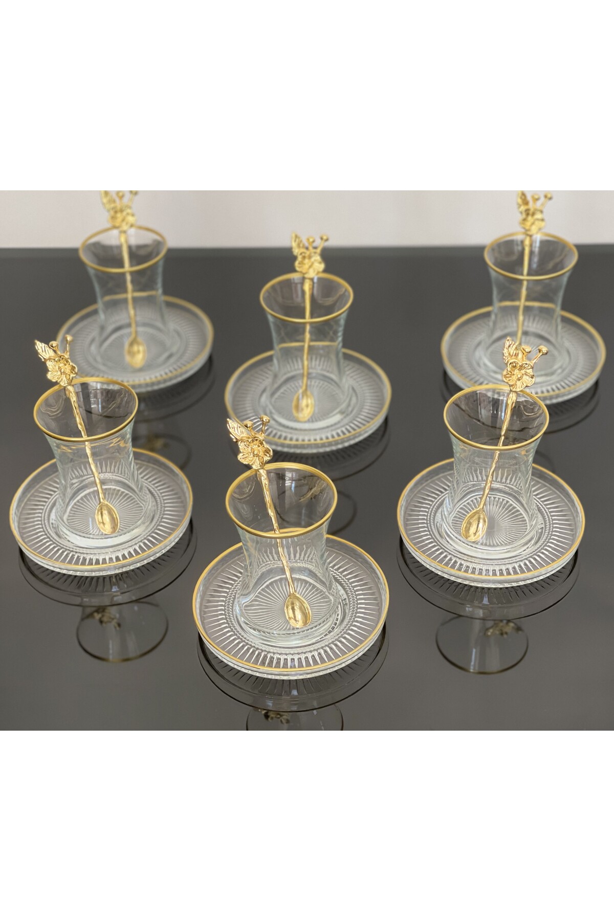 atabey home Çay Set 18 Parça 6 Kişilik Japon Gülü Çay Kaşıklı Lav ...