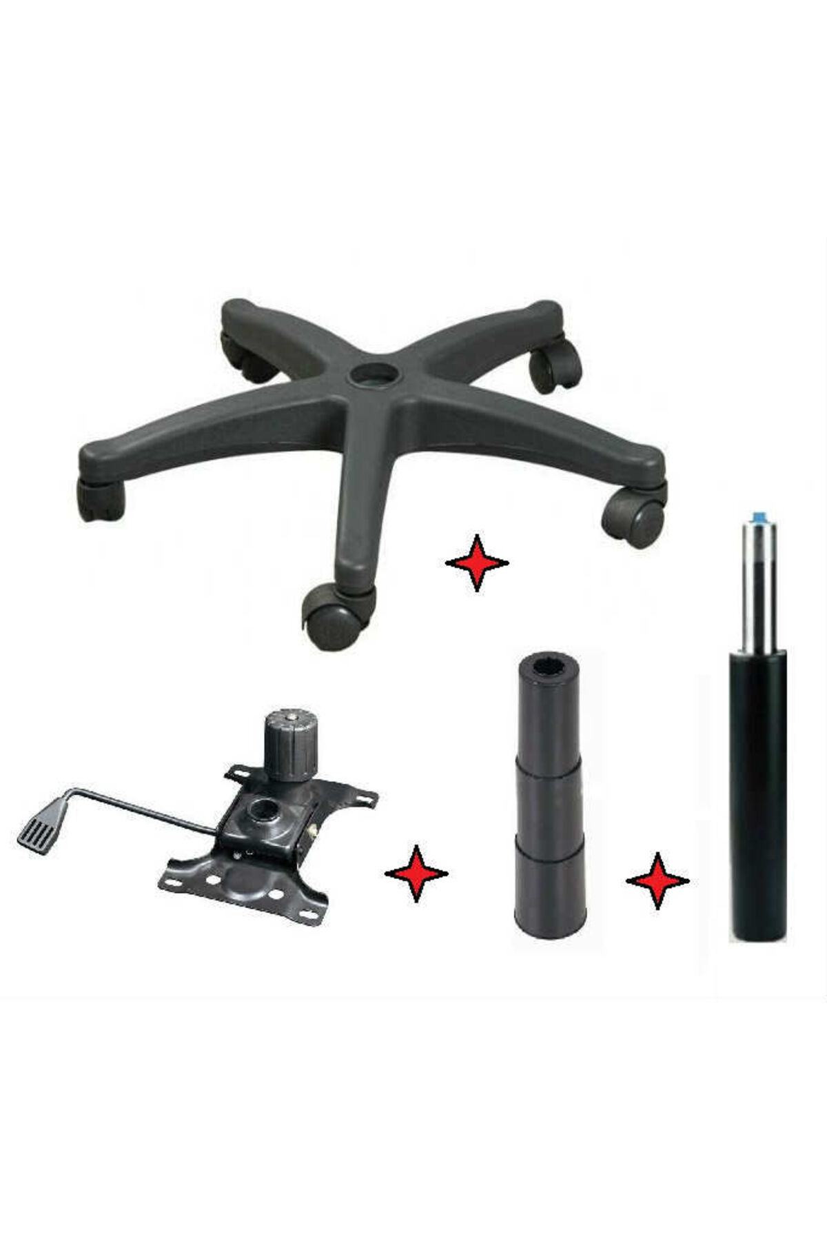 Depolife Ofis Koltuğu Yedek Parça Seti Yıldız Ayak Amortisör Tekerlek ...