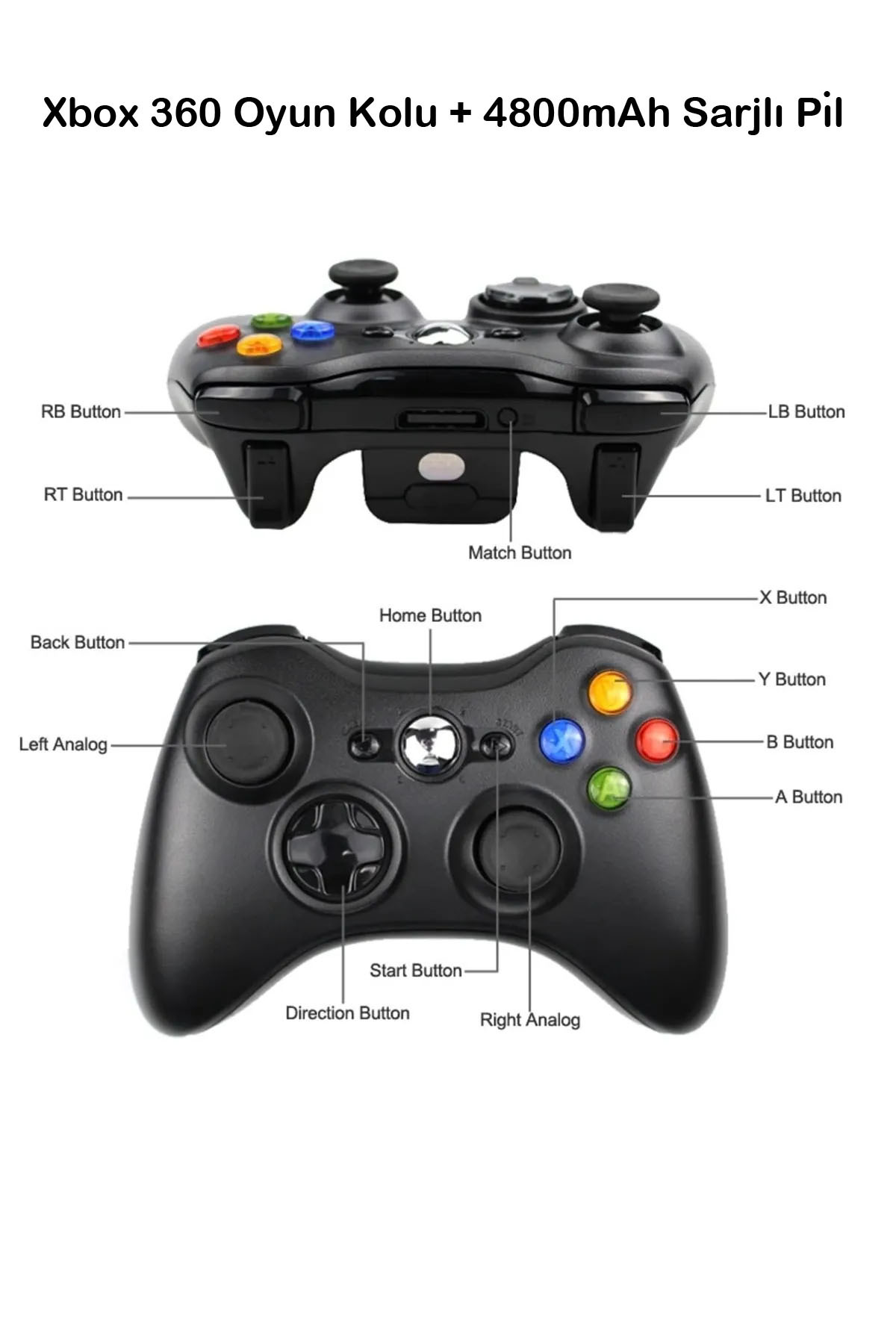 WOTOBE Xbox 360 Pc Uyumlu Kablosuz Analog Oyun Kolu Ve 4800mah Batarya Seti Fiyatı, Yorumları ...