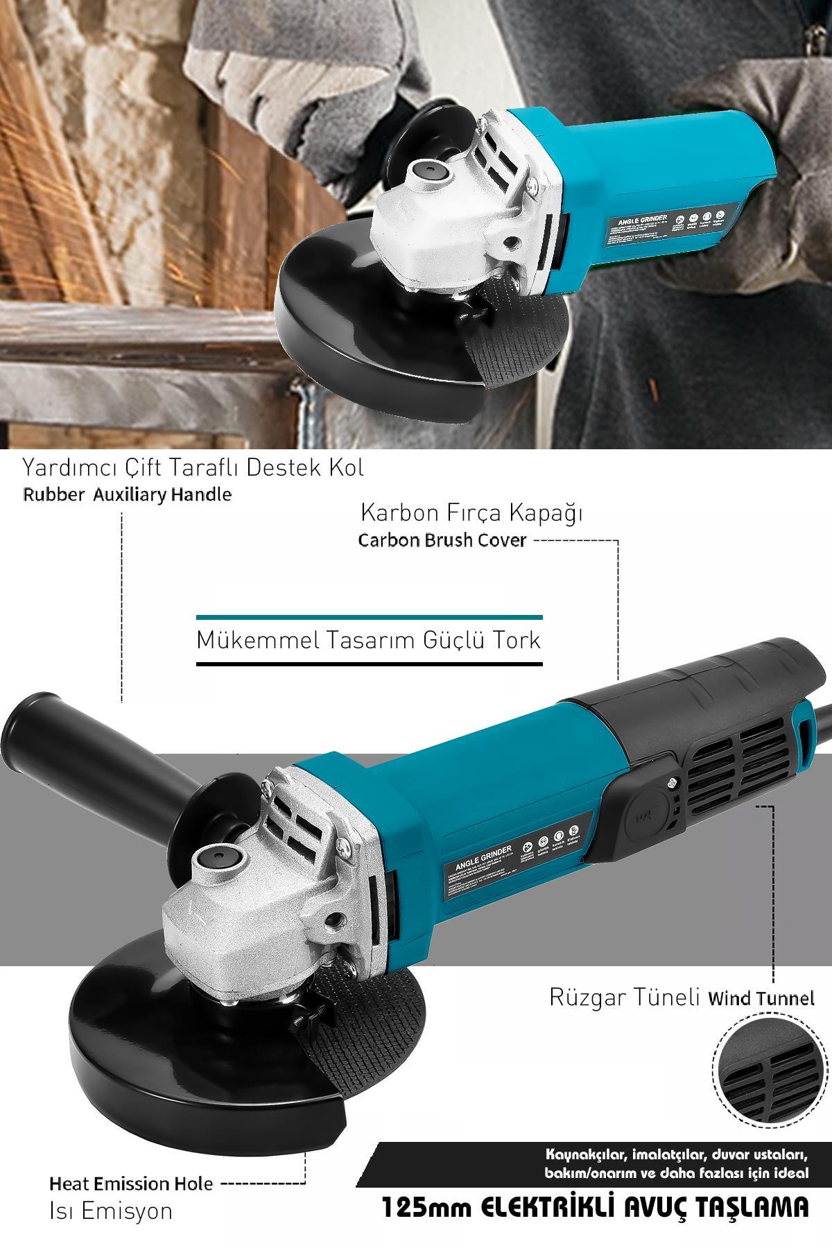 ASSUR Jetta Power Tools Spiral Taşlama Makinesi Devirsiz Mavi 125 Mm ...