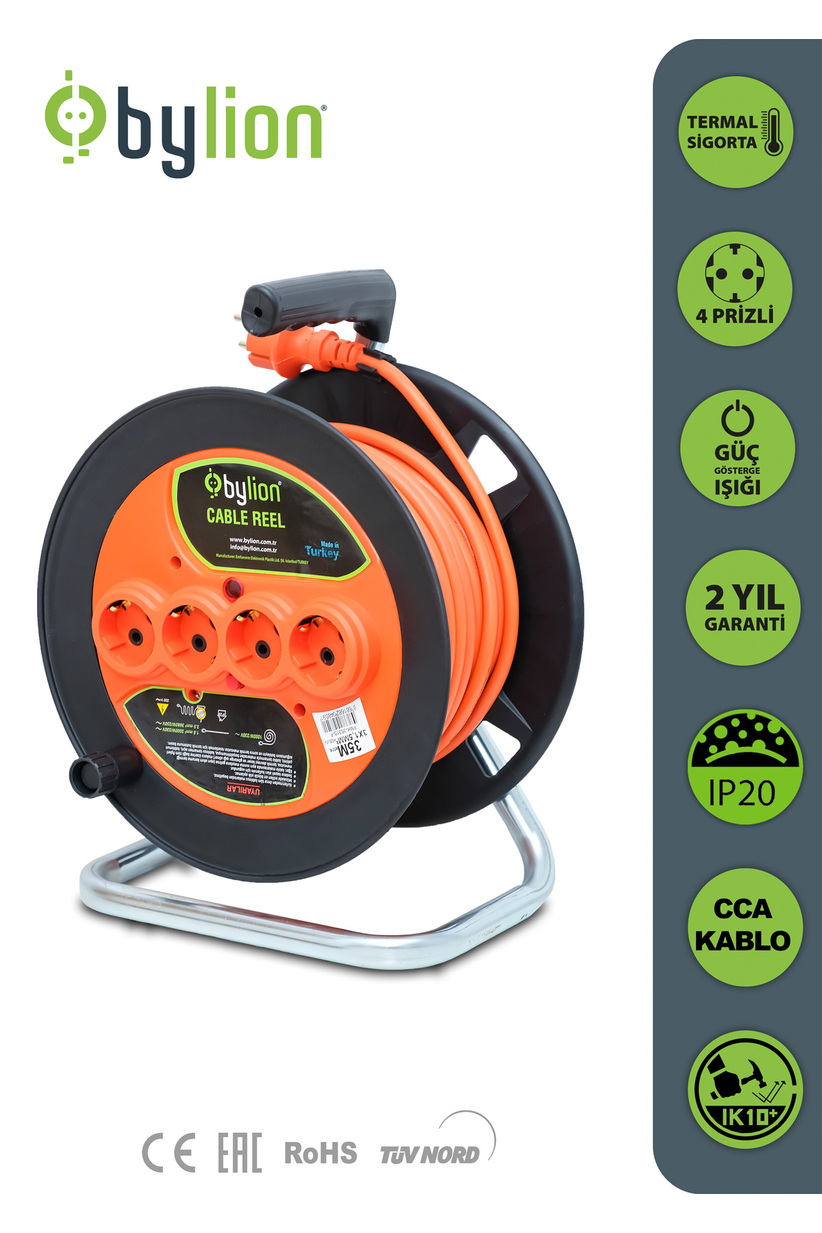 Bylion Bylıon Seyyar Makaralı Uzatma Kablosu 3*2.5mm² 20 Mt. - Işıklı Fiyatı, Yorumları - Trendyol