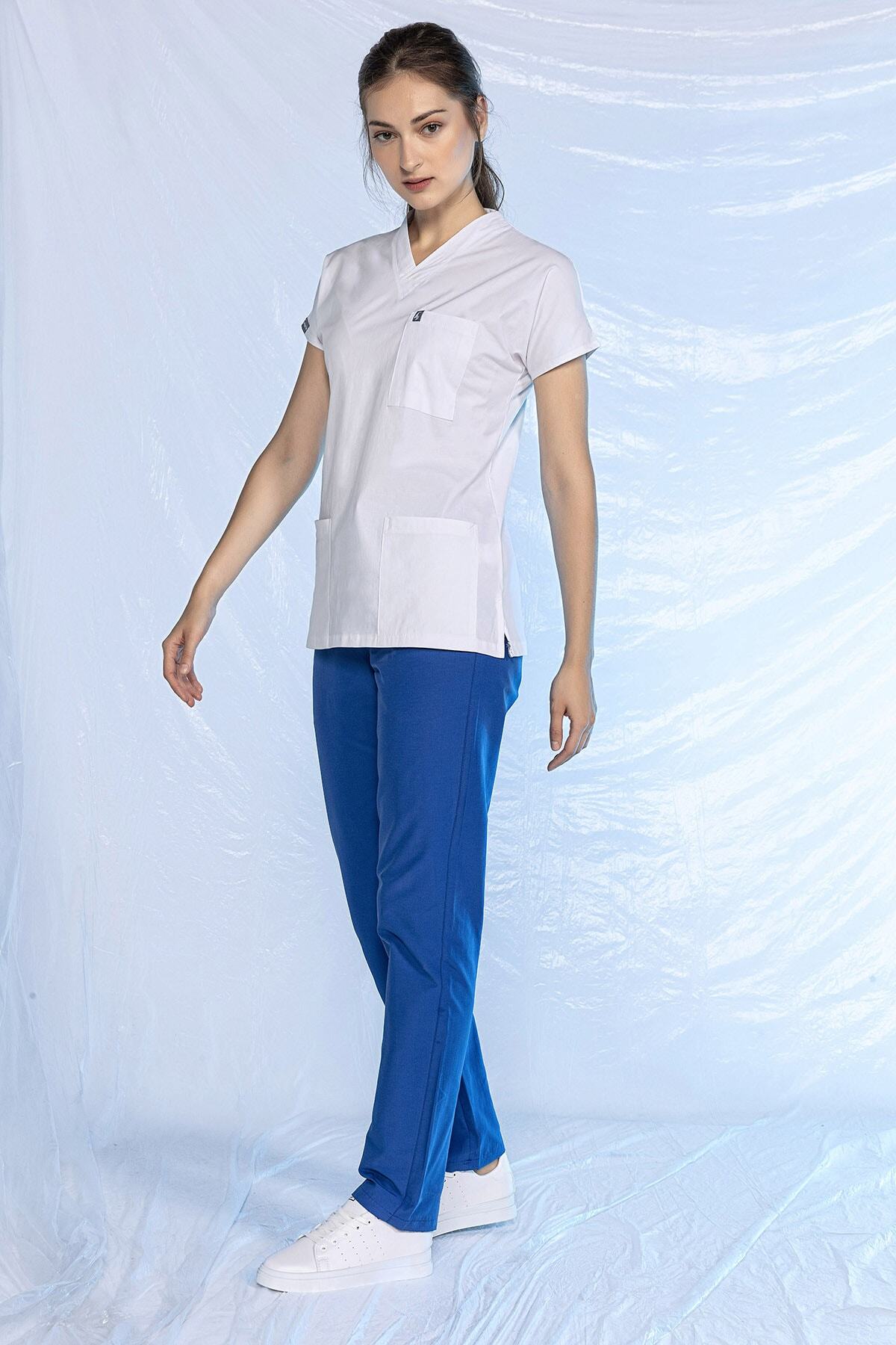 Pratik Medikal Likralı Hemşire Forması Tek Alt Saks Mavi Fiyatı ...