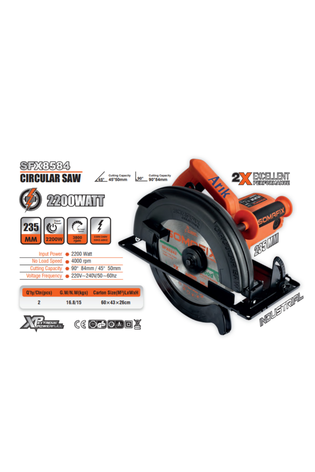 Somafix tools 2200w 270 MM Sunta Kesme Daire Testere makinesi - Fiyatı ...