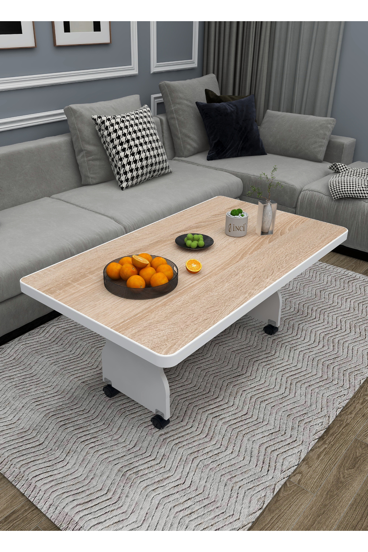 İnci TEKERLEKLİ ORTA SEHPA-TEKERLEKLİ MASA-MDF Fiyatı, Yorumları - Trendyol