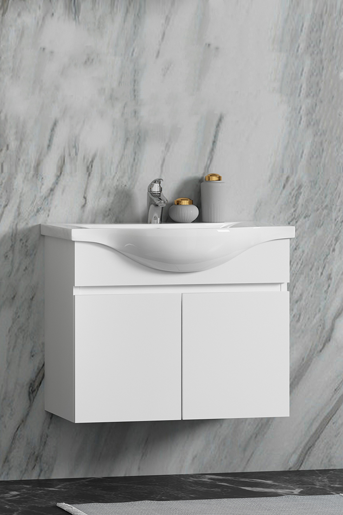 ÖZCEDEN Yıldız 75 cm Beyaz MDF Seramik Lavabolu Asma Banyo Alt Dolabı - Fiyatı, Yorumları