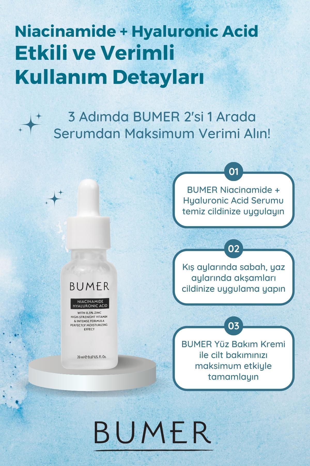 BUMER 2in1 Niacinamide Hyaluronik Asit Leke Sivilce Karşıtı Aydınlatıcı ...