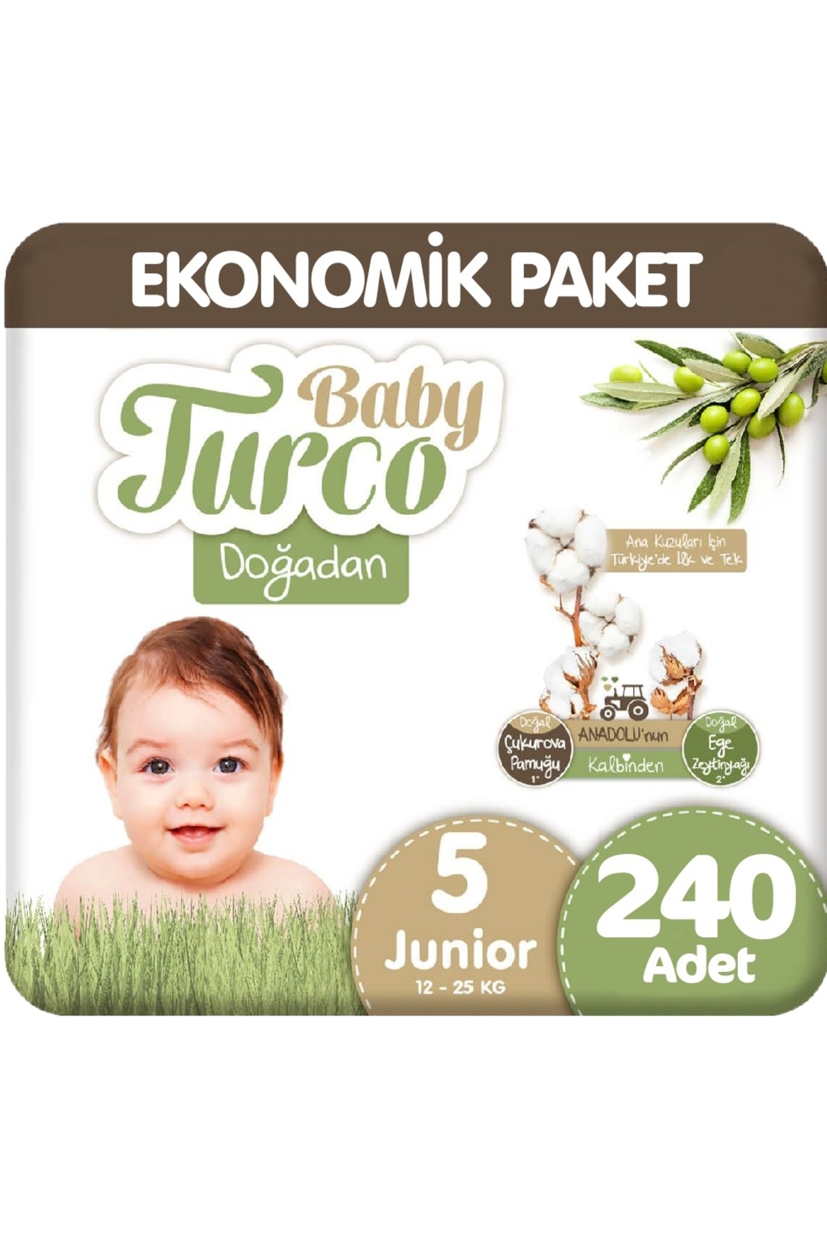 Baby Turco Doğadan Ultra Fırsat Bebek Bezi 5 No Junior 80 Li X 3 Adet ...