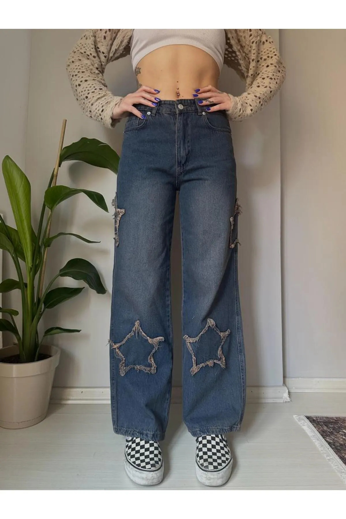 Gofeel Yıldız Detail Baggy Aesthetic Unisex Pantolon HARAJUKUST ...