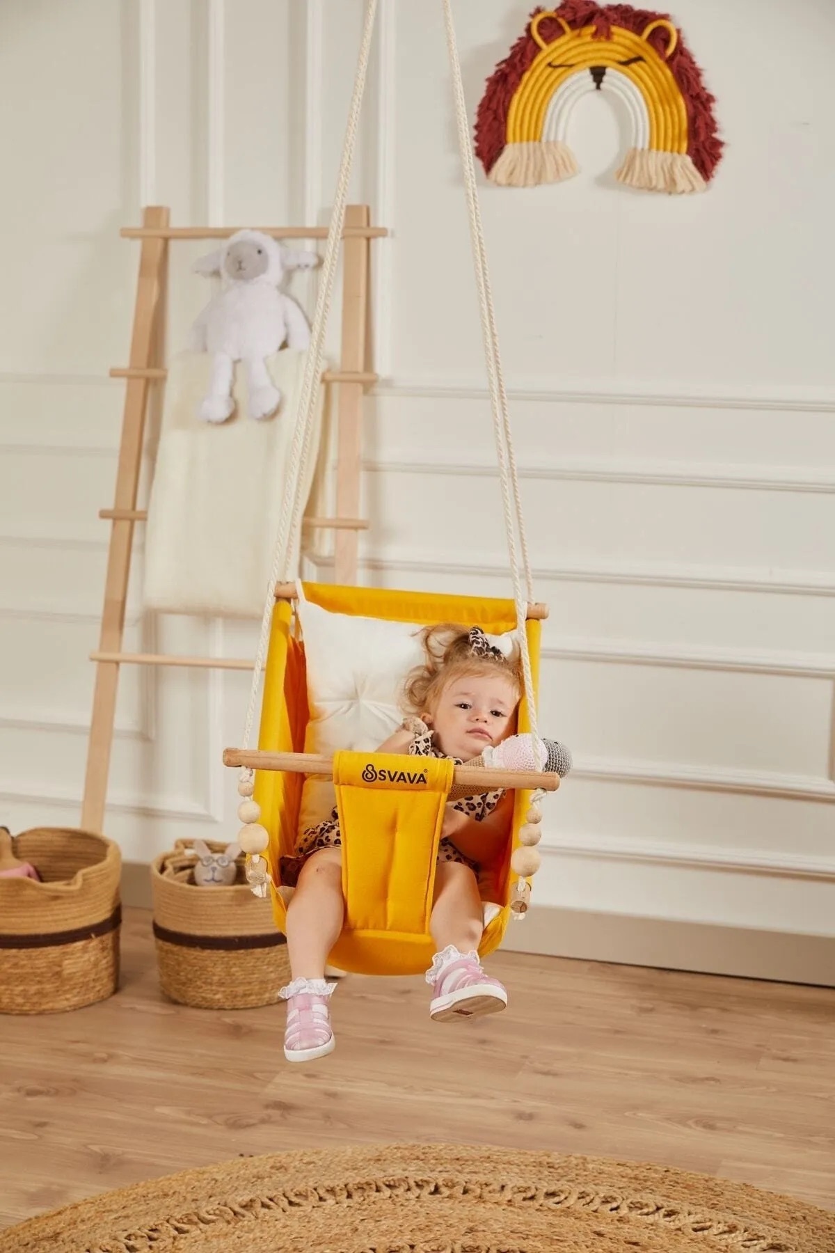 scoco Rüya Ahşap Bebek Hamak %100 Pamuklu Ev Tipi Tavan Salıncak ...