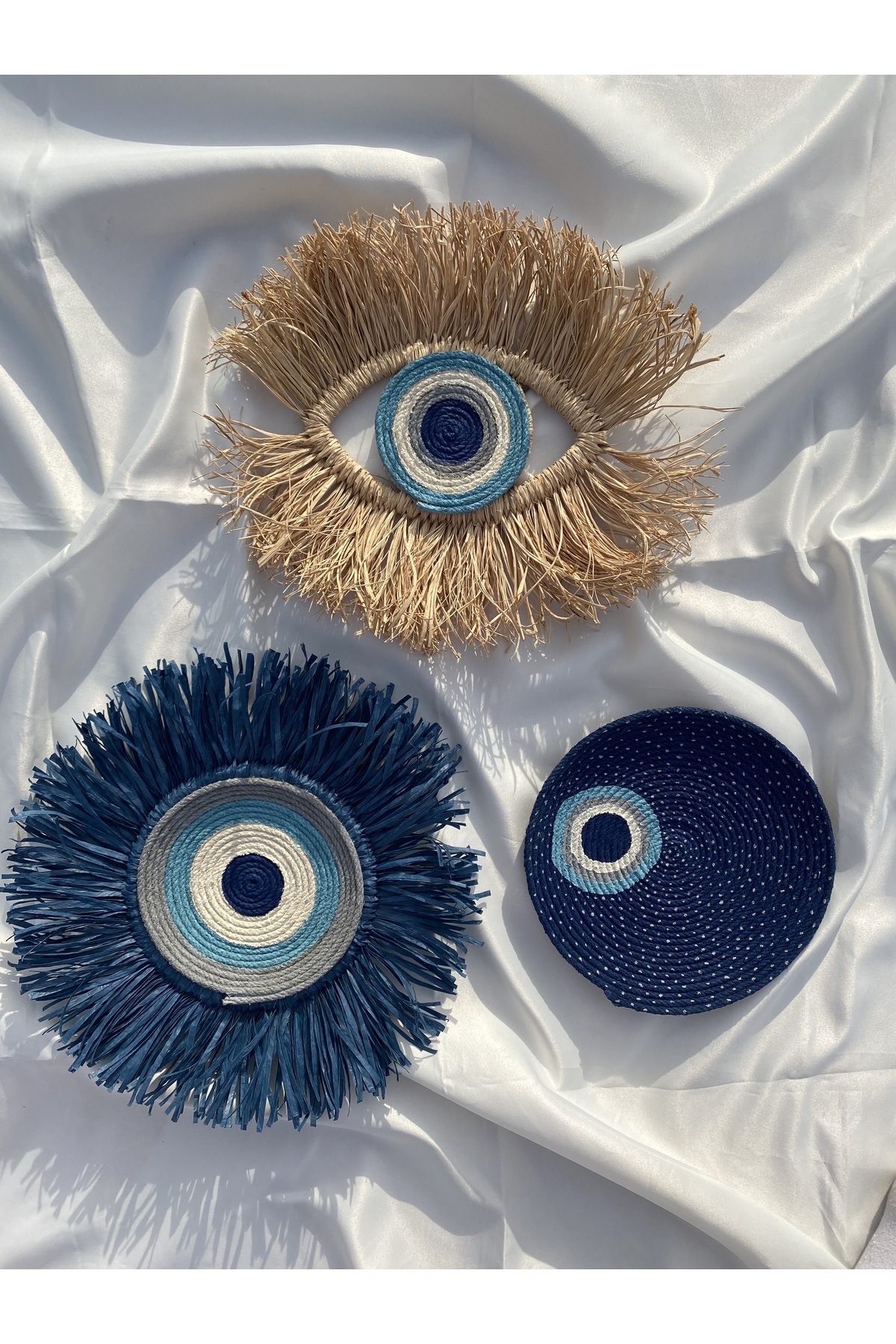 MOMİKO TASARIM Nazar Boncuğu El Yapımı Hasır Duvar Tabağı Seti ...