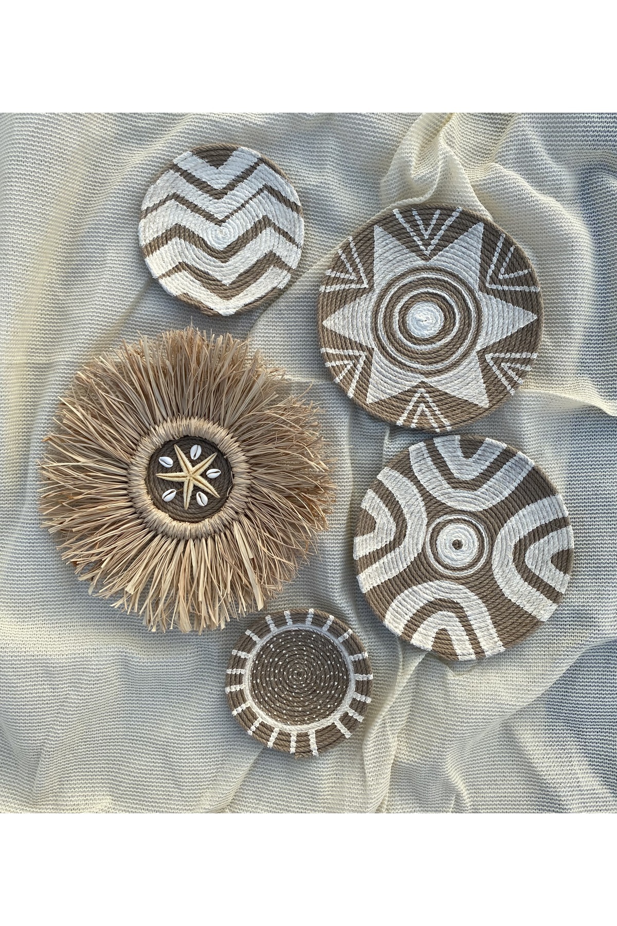 MOMİKO TASARIM Beyaz 5li El Yapımı Hasır Duvar Tabağı Seti Fiyatı ...