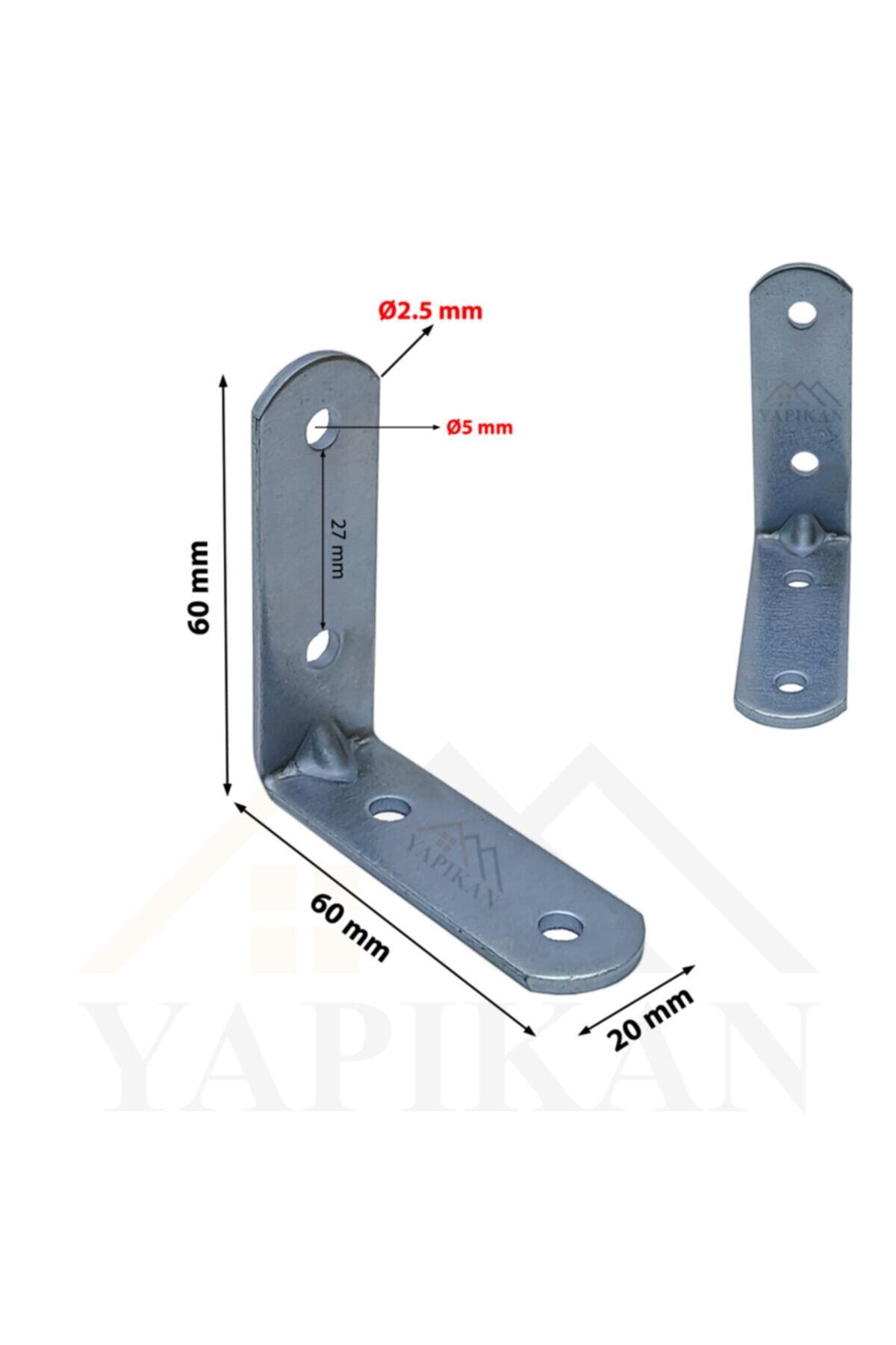 Yapıkan 20x60x60mm - 6 Ad. Orta Yük L Demir Gönye Köşebent - Mobilya ...