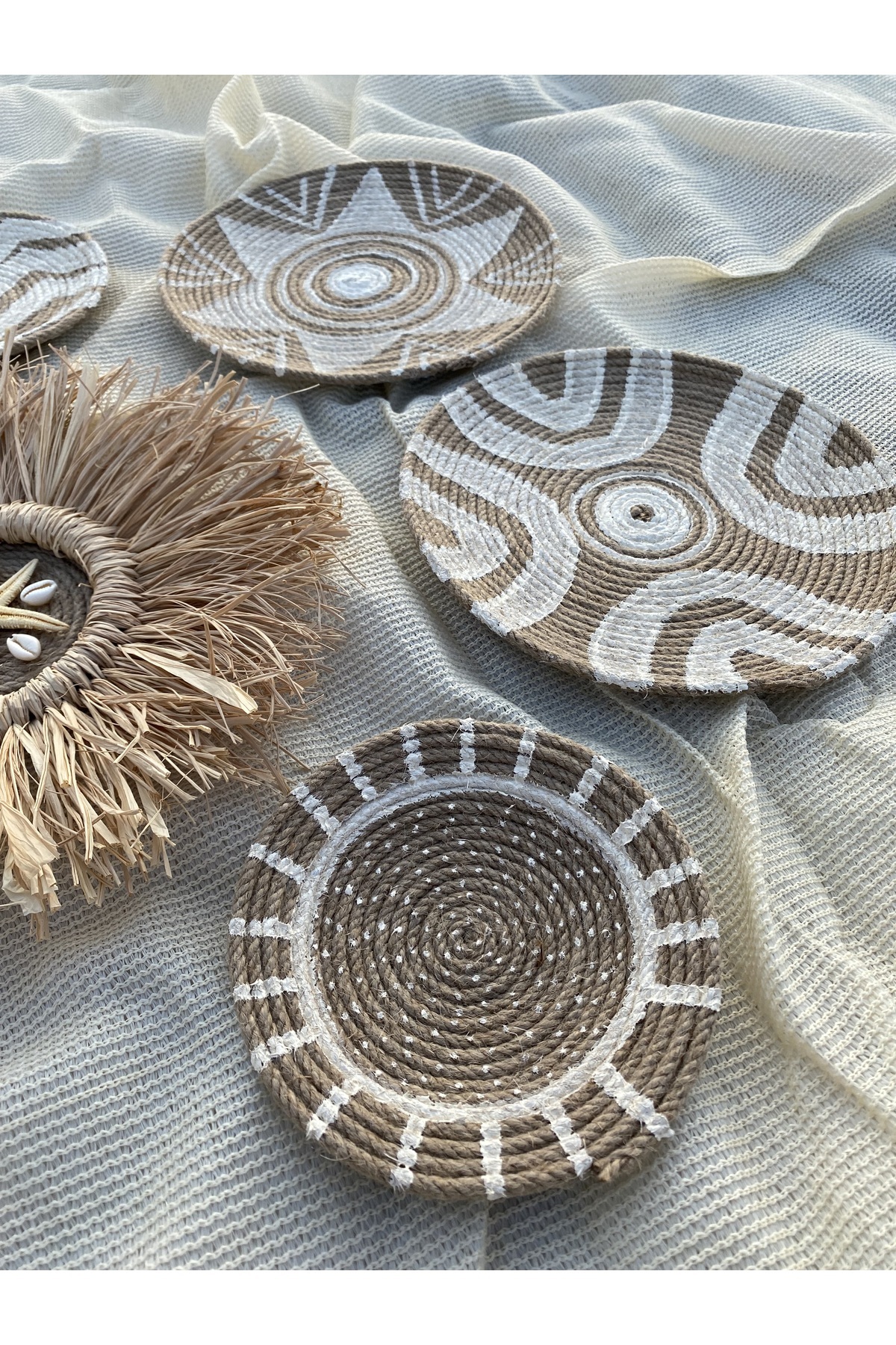 MOMİKO TASARIM Beyaz 5li El Yapımı Hasır Duvar Tabağı Seti Fiyatı ...