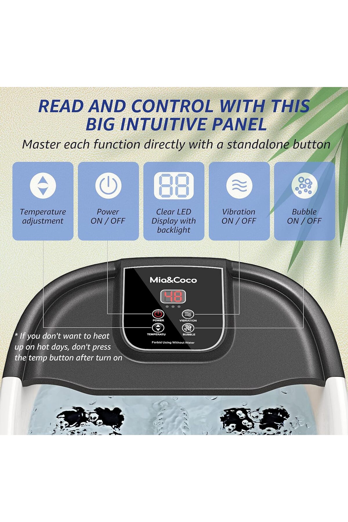 Mia Coco Ayak Spa, Isıtıcı Titreşim Otomatik ve Manuel Elektrikli Sıcaklık Kontrolü ile Ayak ...