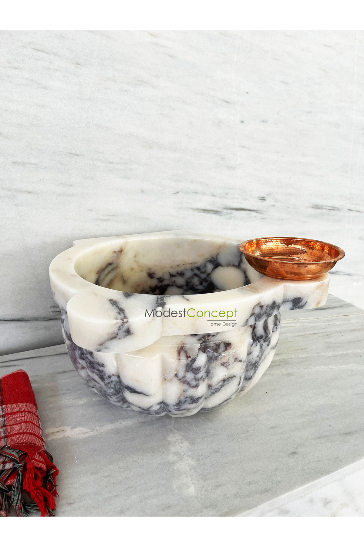 Modestmar Doğal Menekşe Mermer Kurna, Kavun dilimli Kurna, Banyo ...