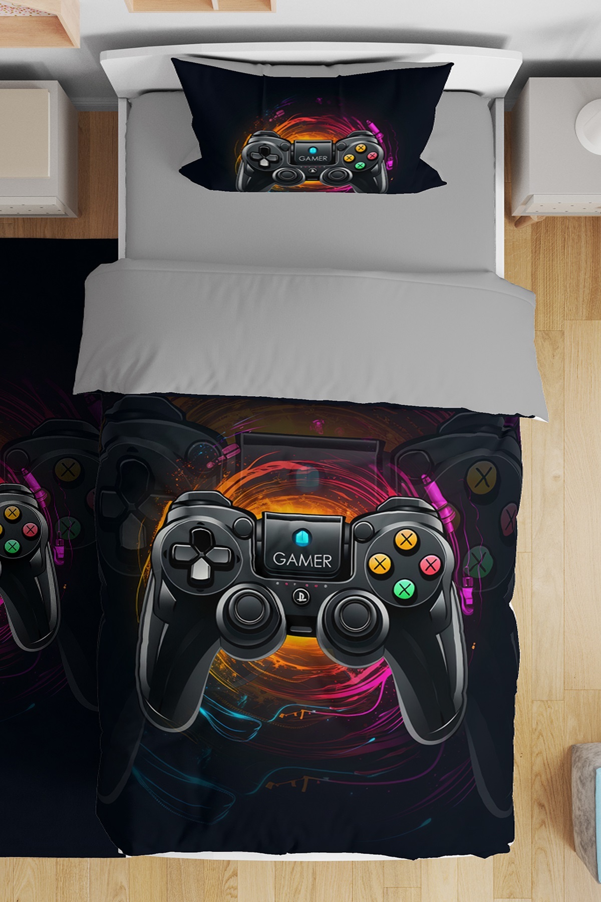 Evpanya Gamer Oyuncu 4 Desenli Tek Kişilik Bebek Çocuk Nevresim Seti ...