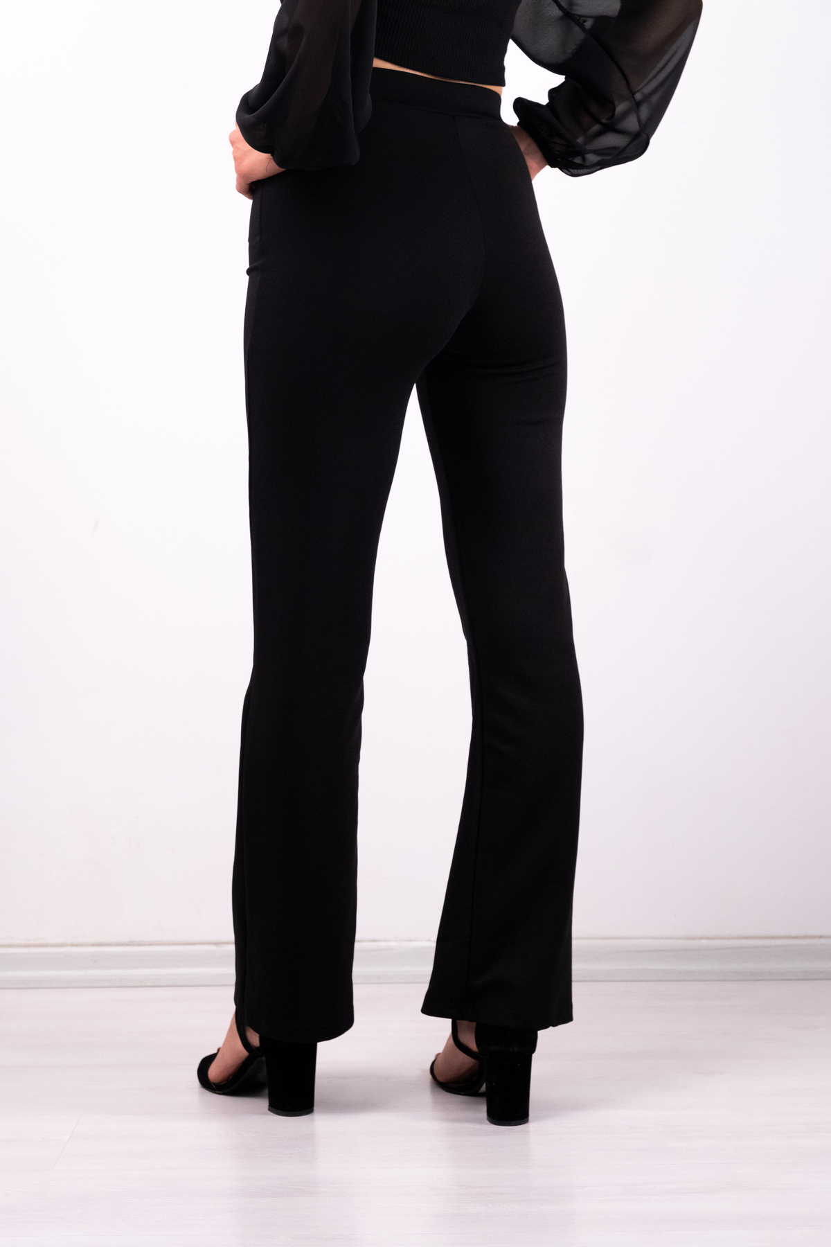 SFORZANDO Siyah İspanyol Paça Likralı Palazzo Pantalon Fiyatı ...