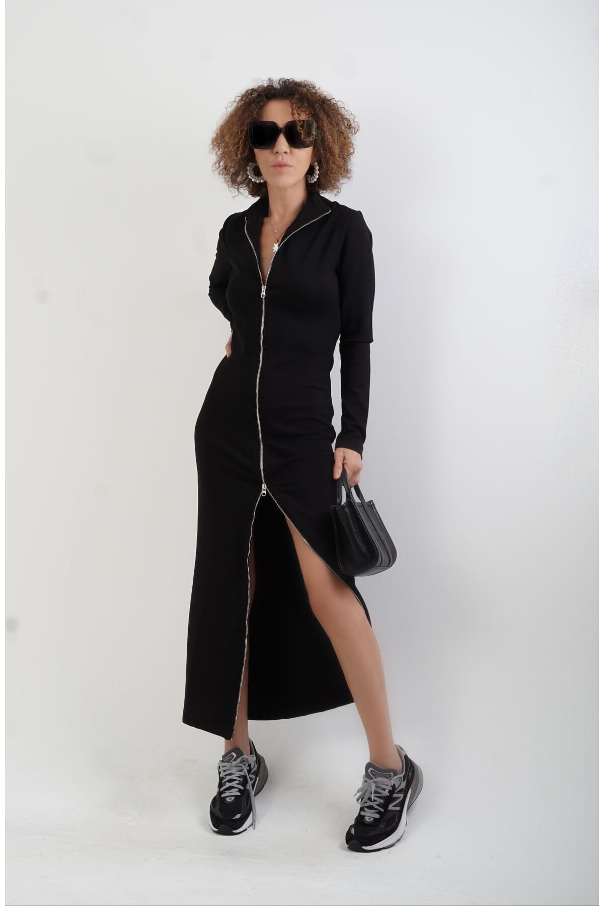 Zelish My Sister Siyah Madrid Uzun Kollu Fermuarlı Maxi Elbise Fiyatı ...