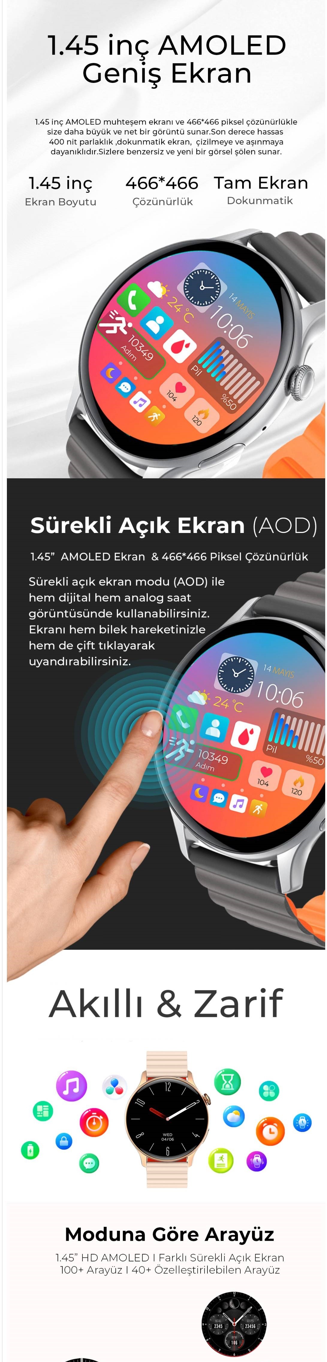 Spovan Atlasx Mate Amoled Aod Arama Cevaplama Tansiyon Stres Akıllı Saat - Fiyatı, Yorumları