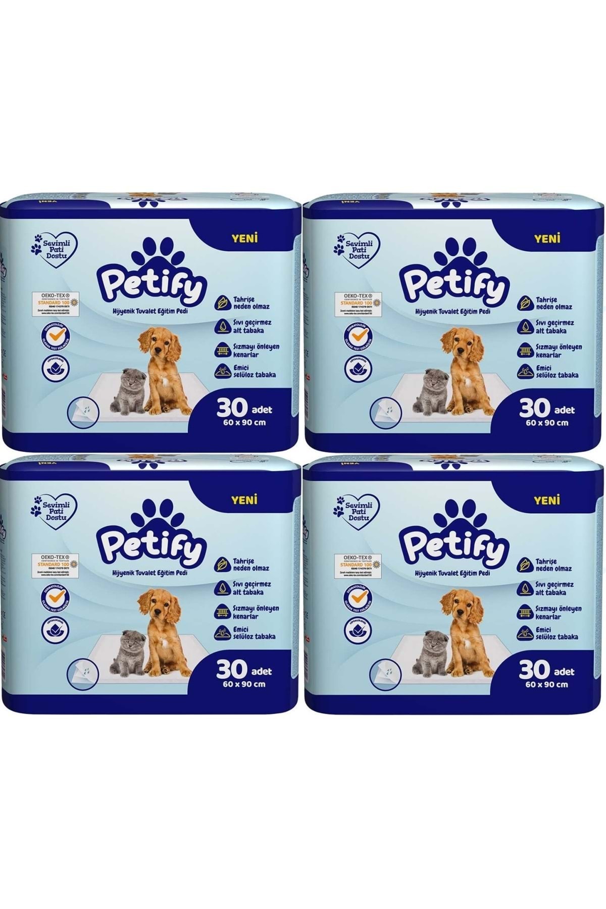 Petify Evcil Hayvan Tuvalet Eğitim Pedi 60*90cm 120 Adet (4pk*30 ...