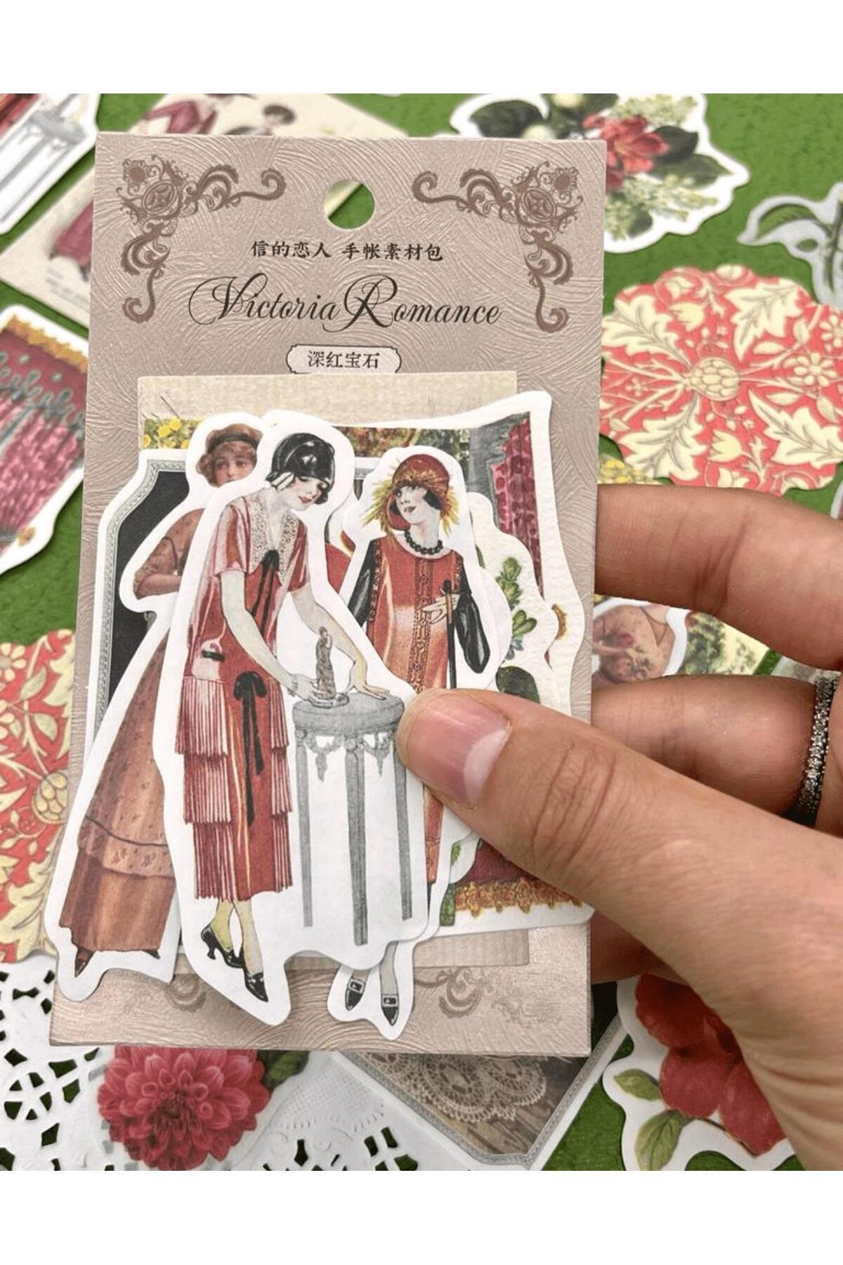 Kağıt Gemi Dükkan Retro Victoria Romance Serisi 30 Adet Kırmızı Paket ...