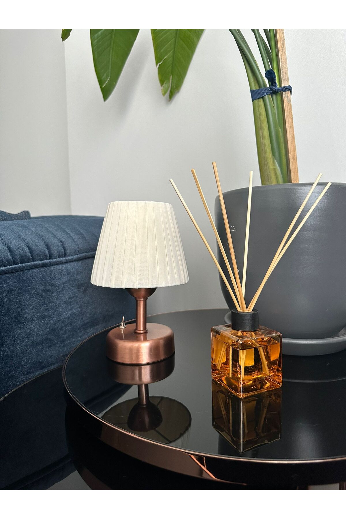 Maison Avf Osmanlı İpeği Pileli Kablosuz Masa Lambası -Alt Bakır Led Işık ( 9v Pil 75-90 Saat ...