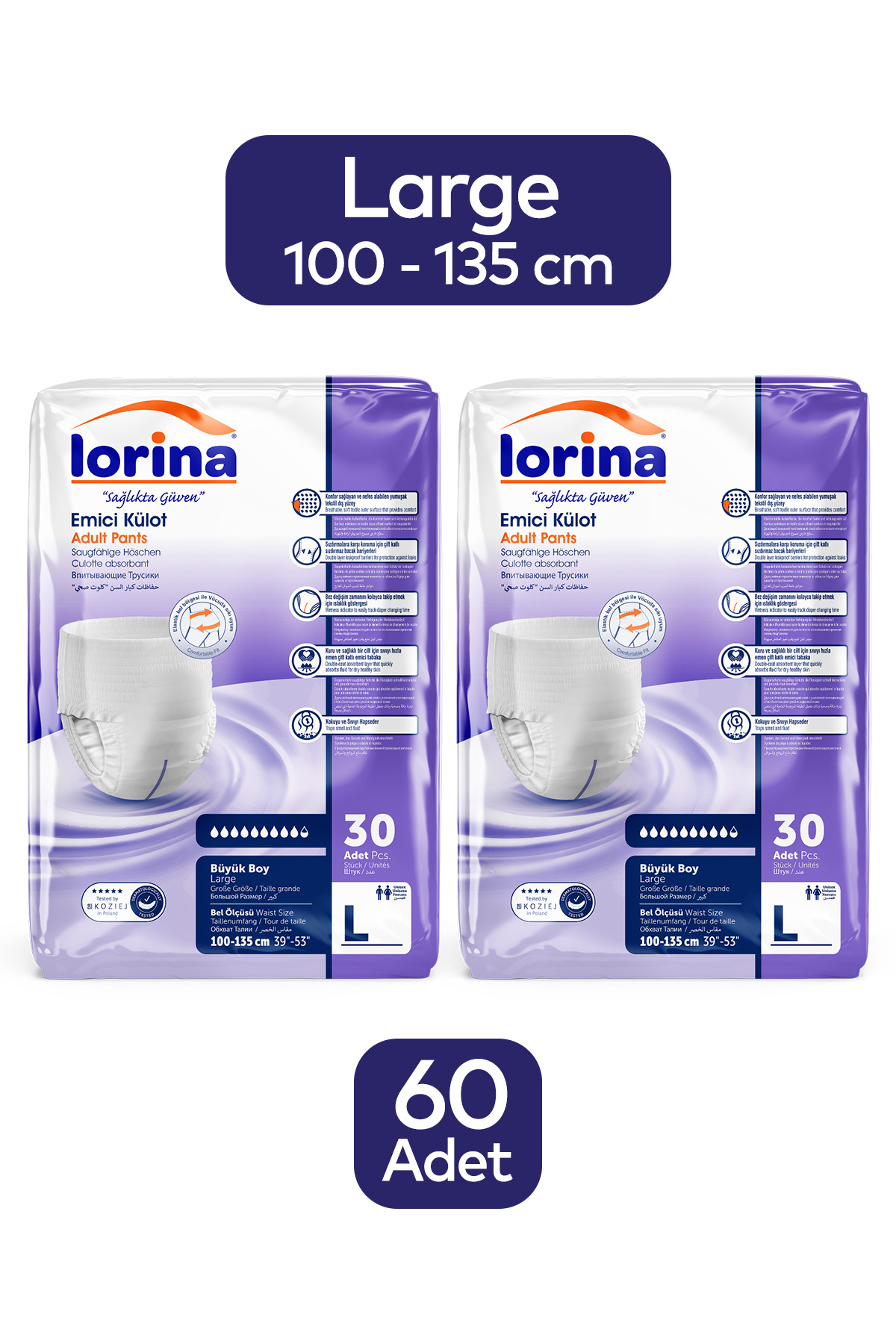 LORİNA Lorina Emici Külot Hasta Bezi Large 60'lı Fiyatı, Yorumları ...
