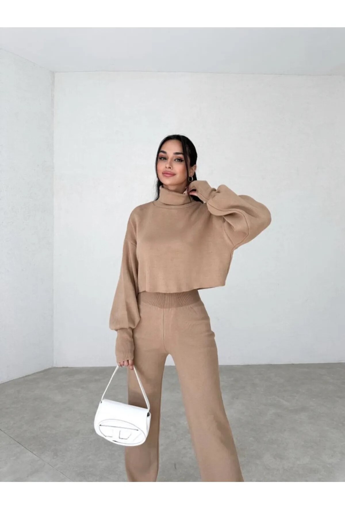 munora butik Parmak Geçmeli Yüksek Bel Triko Siyah Takım - Fiyatı ...