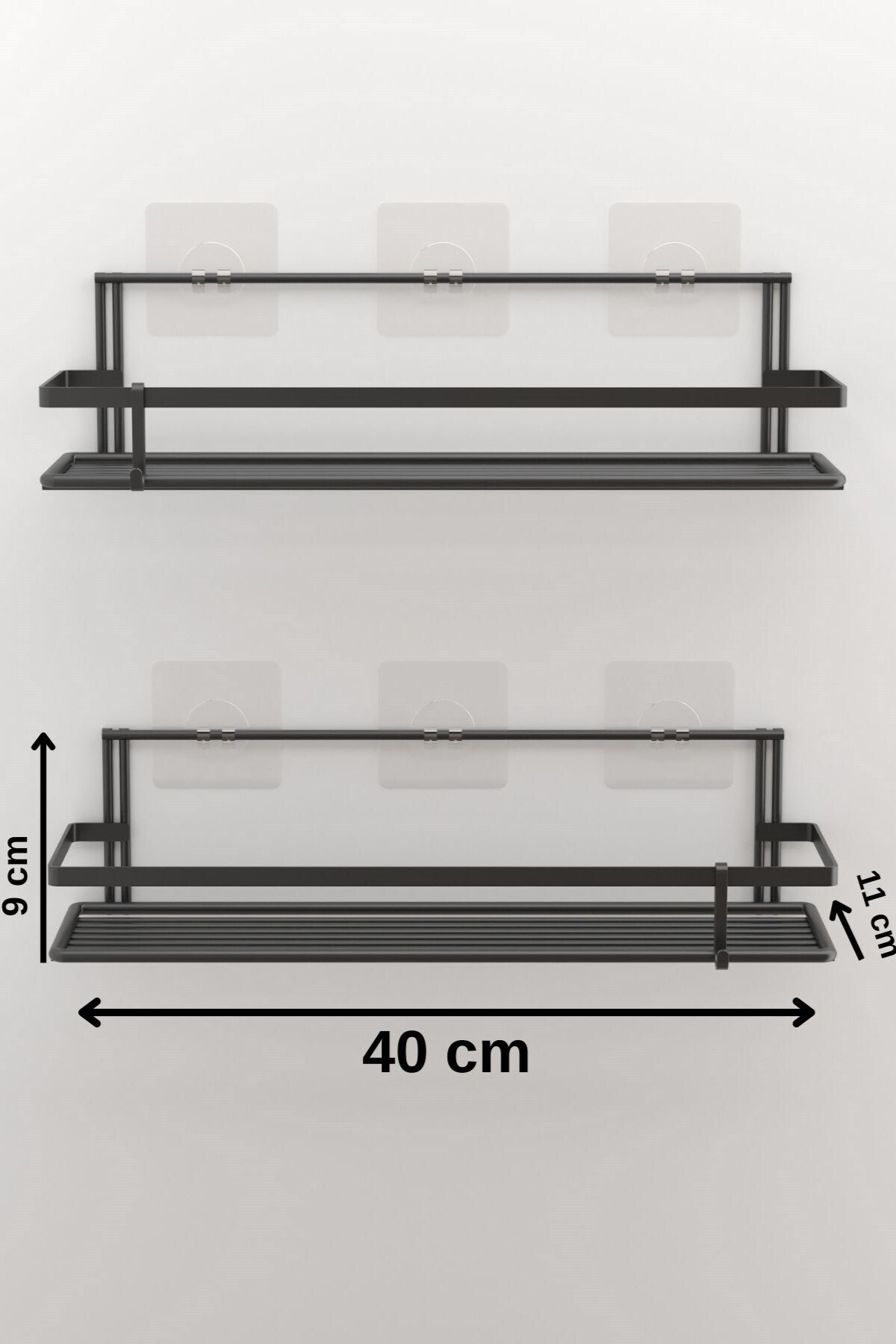 Tekno-tel TEKNOTEL YAPIŞKANLI KANCALI 2 ADET MUTFAK BANYO RAFI MAT SİYAH ST264H Fiyatı ...