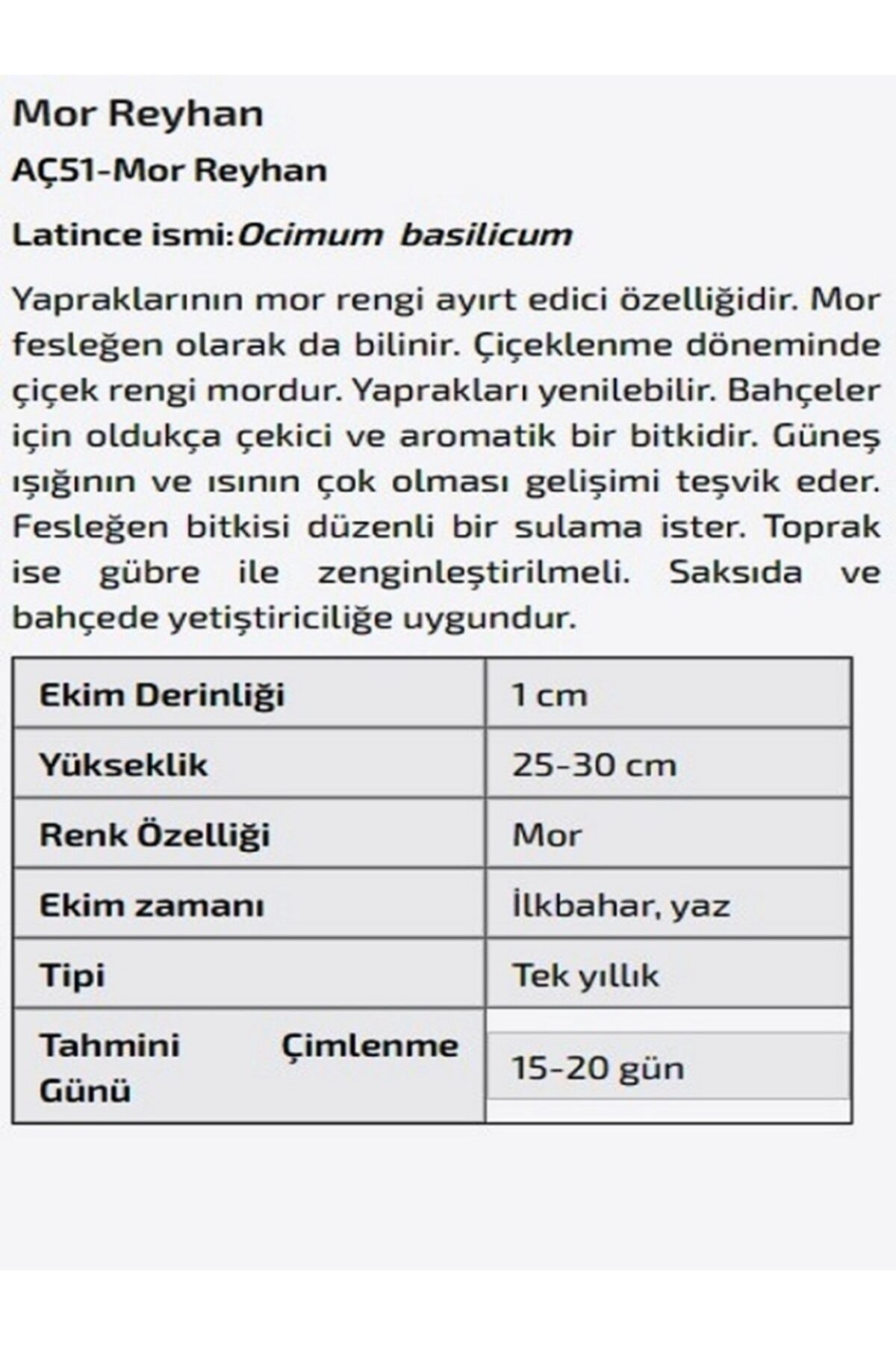 AGRODAL TARIM Yerli Doğal Mis Kokulu Mor Reyhan Çiçeği Tohumu Fiyatı ...