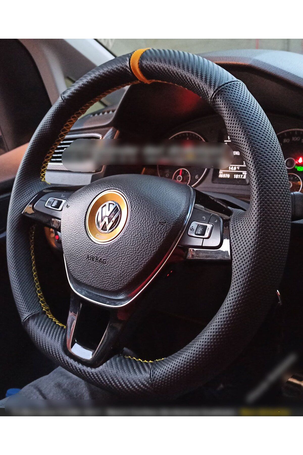 imza direksiyon k l f Volkswagen Caddy 2016 2019 Vehicle Specific Steering Wheel Cover Dot Carbon Yellow Ring Trendyol