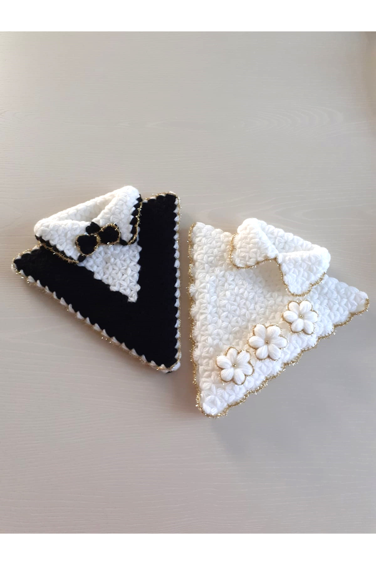 Hediye Dünyası Çeyizlik 2'li Gelin Damat Lif Seti Üçgen Model El Örgüsü ...