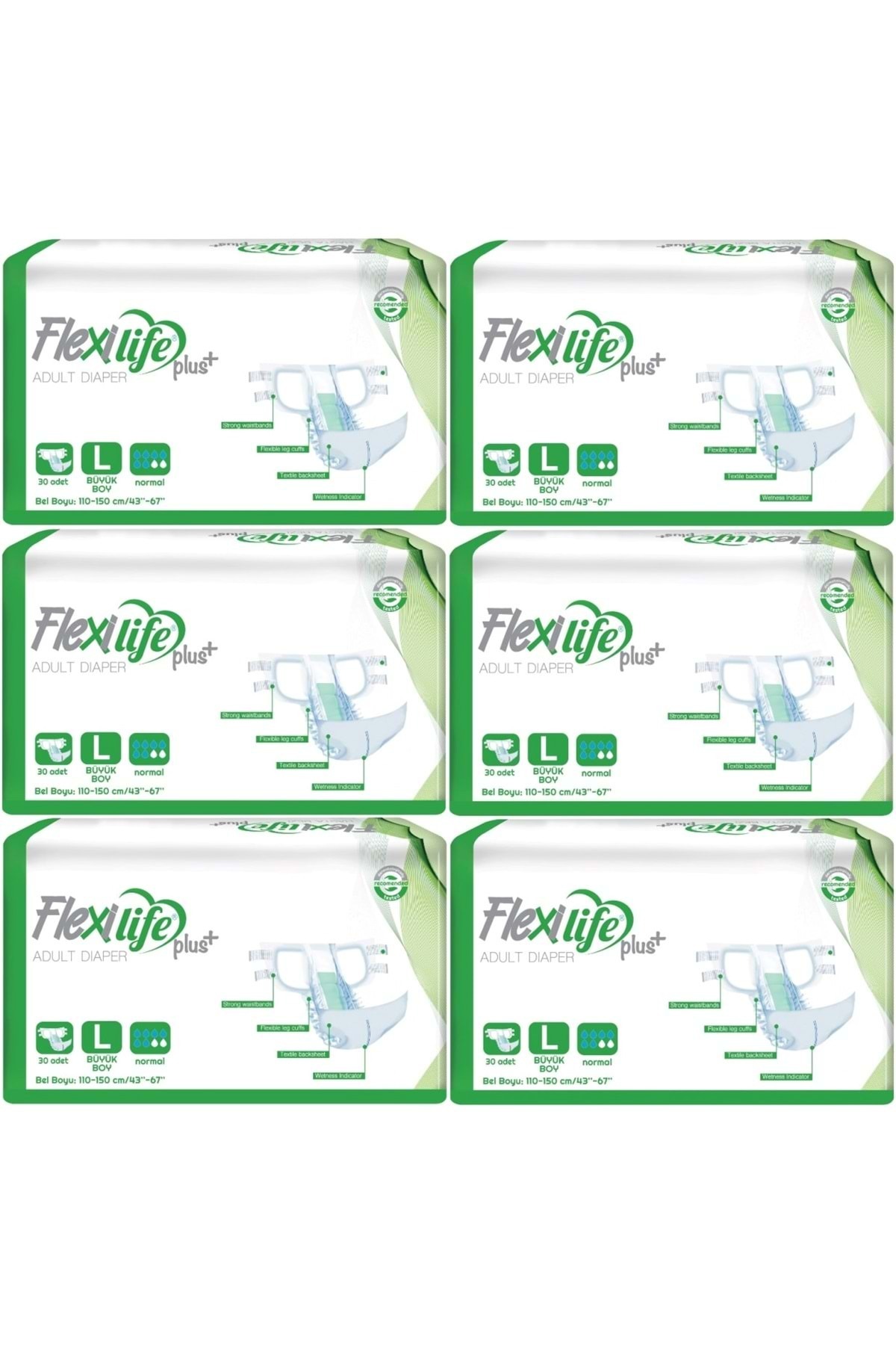 Flexi Life Yetişkin Hasta Bezi Bel Bantlı Tekstil Yüzeyli L Büyük (180 ...
