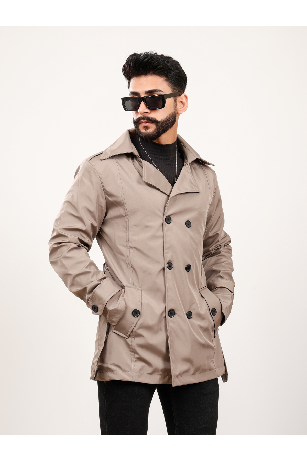 Fearless Erkek Slim Fit Kemer Detaylı Kruvaze Trençkot - Fiyatı, Yorumları