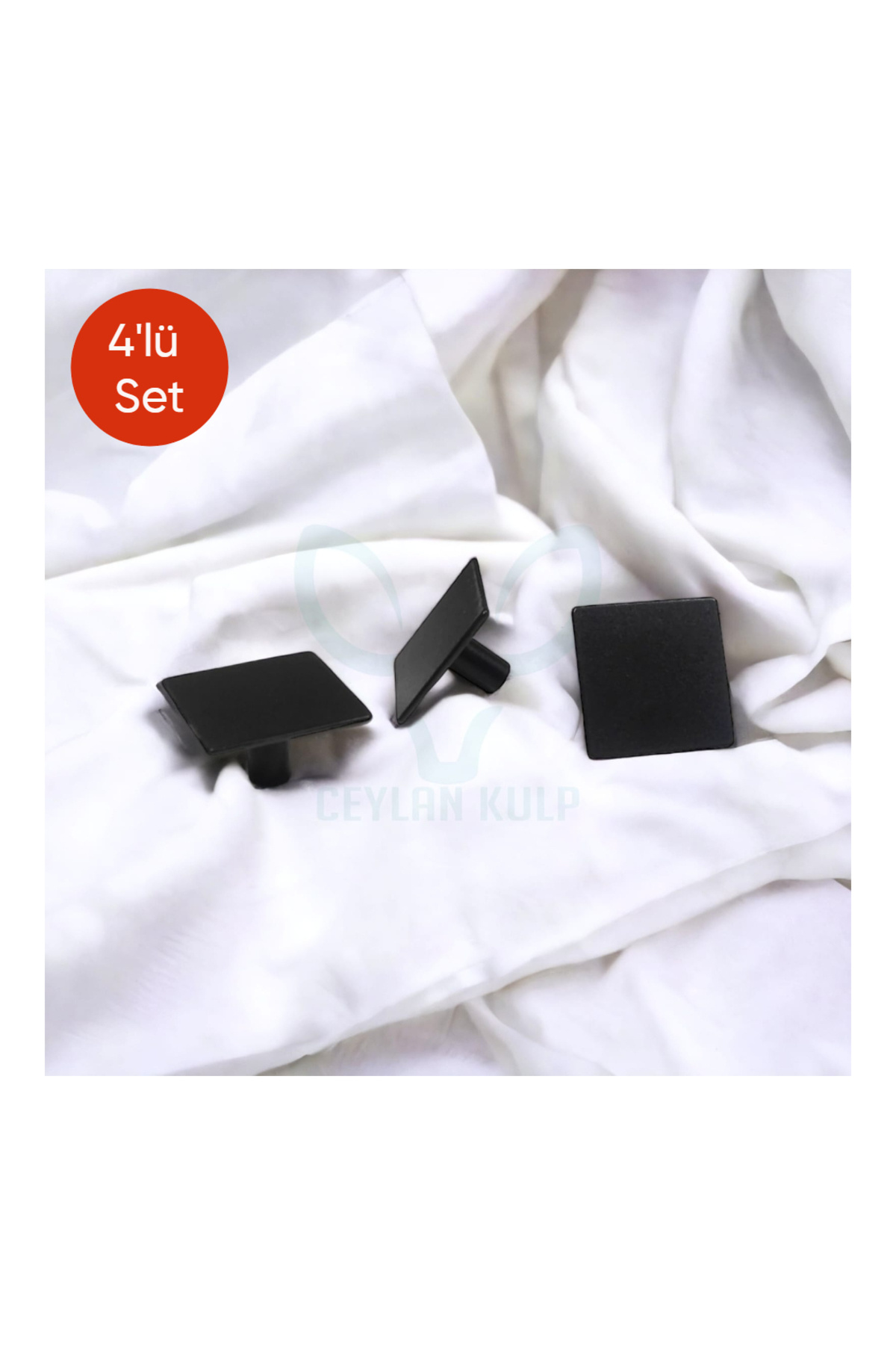 CEYLAN KULP 4'lü Siyah Kare Tekli Kulp Mobilya Dolap Çekmece Kulbu ...