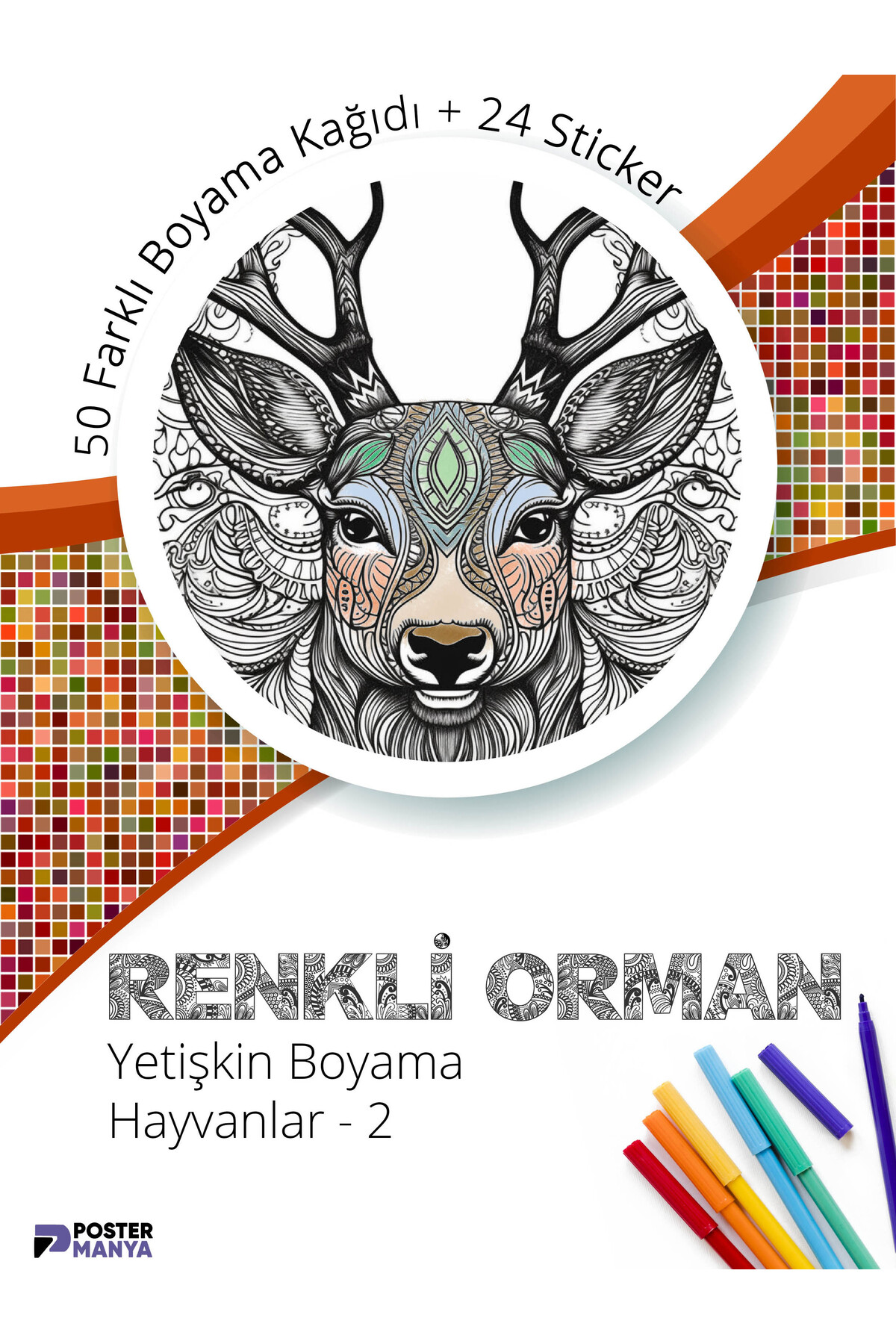 Postermanya Renkli Orman Yetişkin Boyama Kitabı 2, Hayvanlar Mandala ...