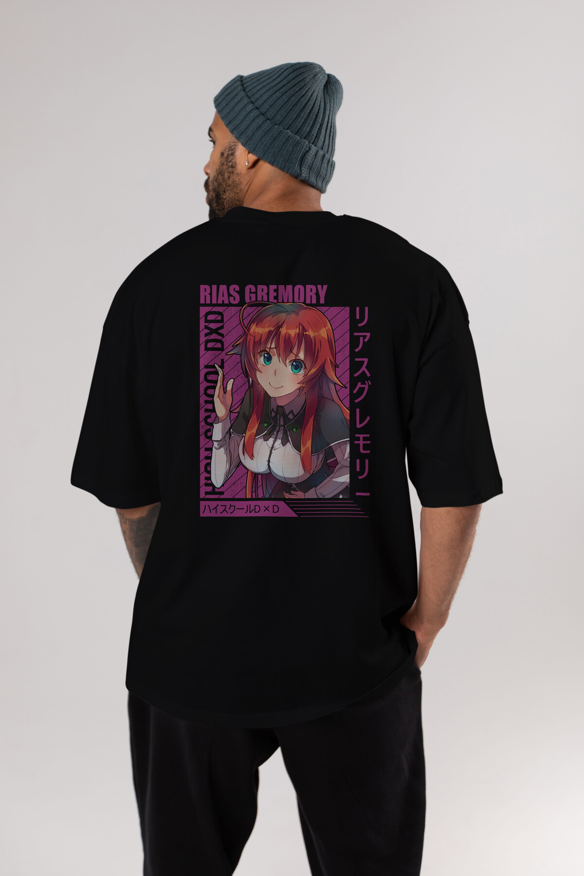 Ankhises Rias Gremory 10 Anime Arka Baskılı Siyah Oversize t-shirt ...