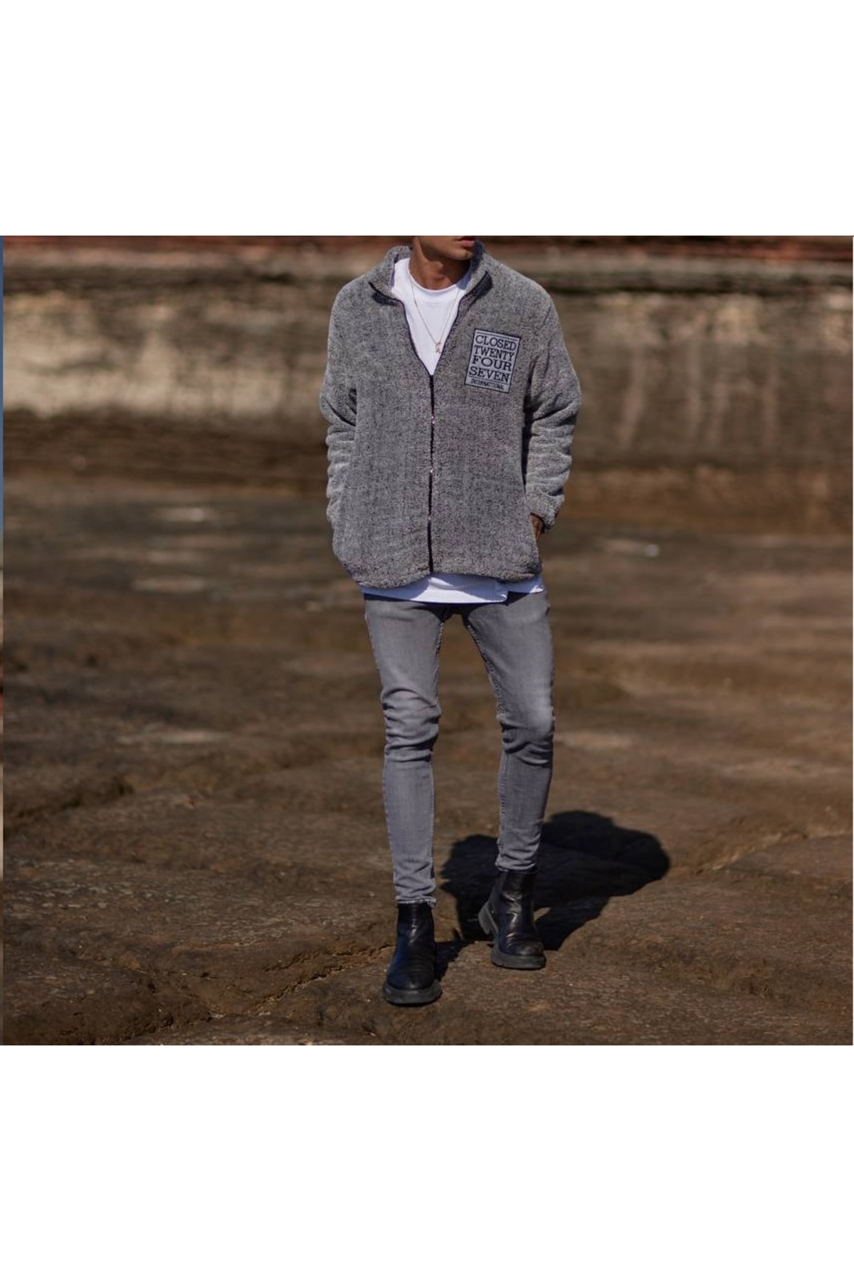 ELNİS Gri Peluş Oversıze MONT Fiyatı, Yorumları - Trendyol