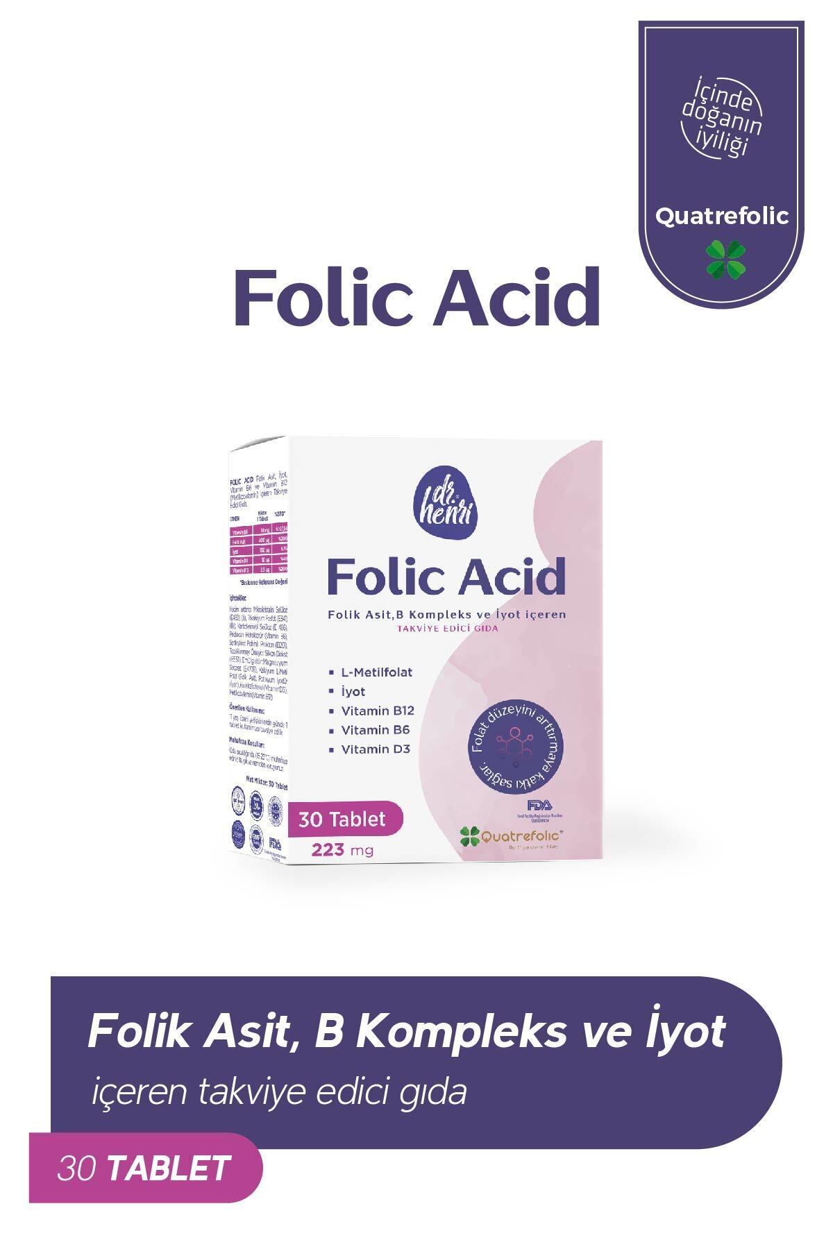 Dr.Henri Folic Acid 30 Kapsül Iyot, Vitamin B6 Ve B12 (metilkobalamin ...