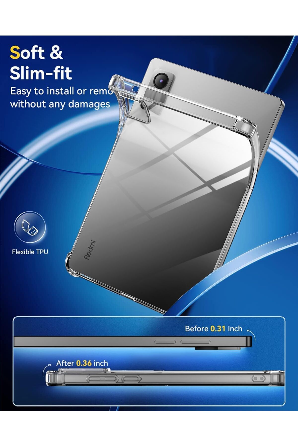 m.tk moveteck Xiaomi Redmi Pad Se 11 Inç Kılıf Şeffaf Köşe Darbe ...