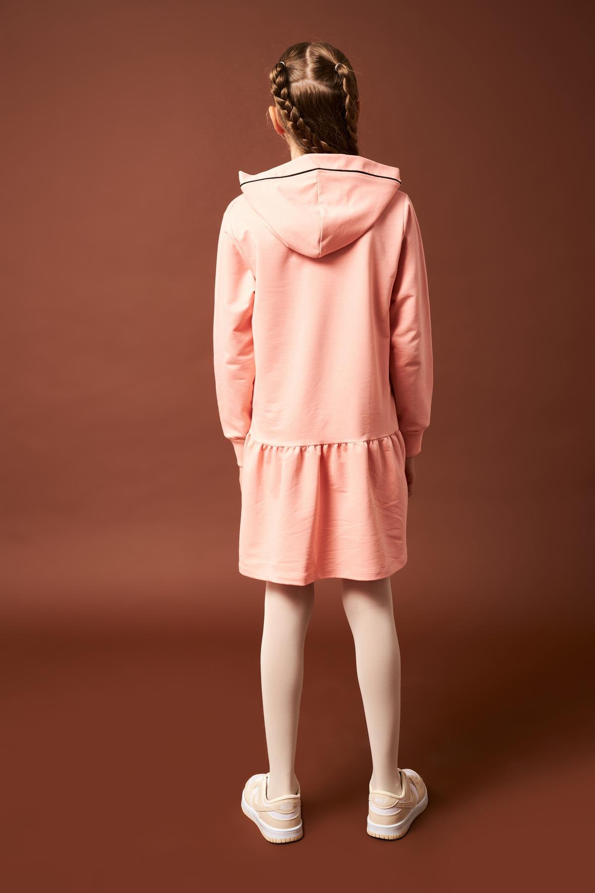 Perendi Biye Detaylı Kapüşonlu Kız Çocuk Elbise Yavruağzı - Fiyatı ...