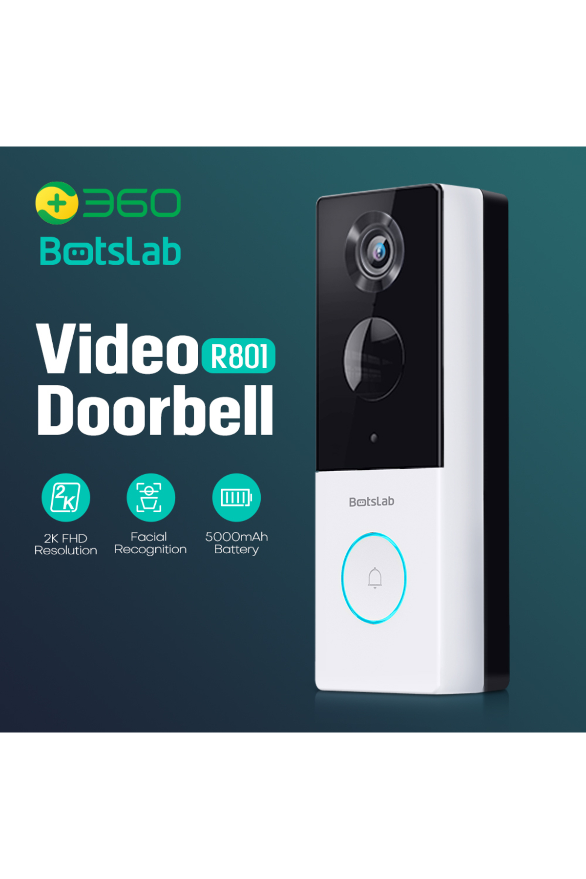 Botslab +360 R801 3MP 2K HDR Akıllı Görüntülü Kapı Zili WiFi Gece Görüş Alexa Google 2024 Model ...