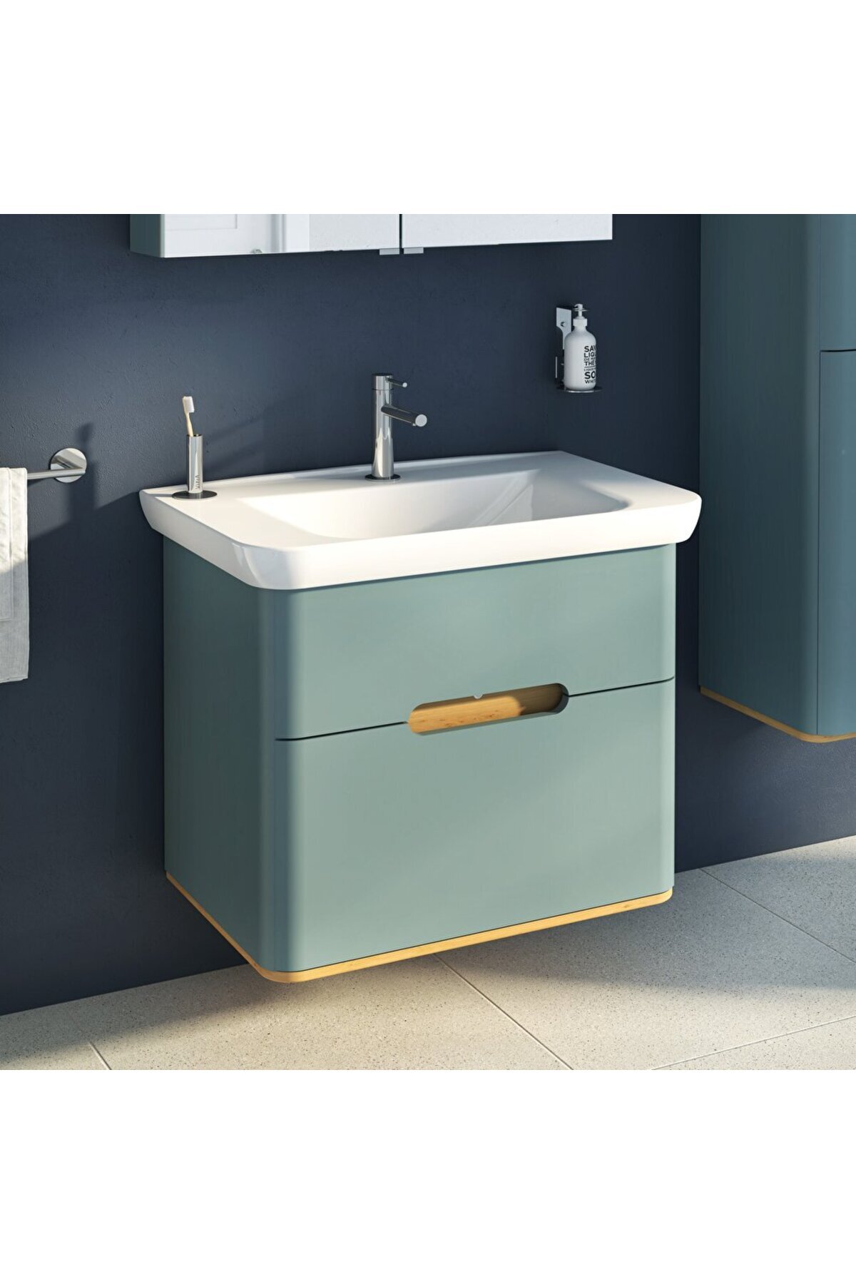 VitrA Sento 65877 Lavabo Dolabı 80 Cm, Çift Çekmeceli, Ayaksız, Mat ...